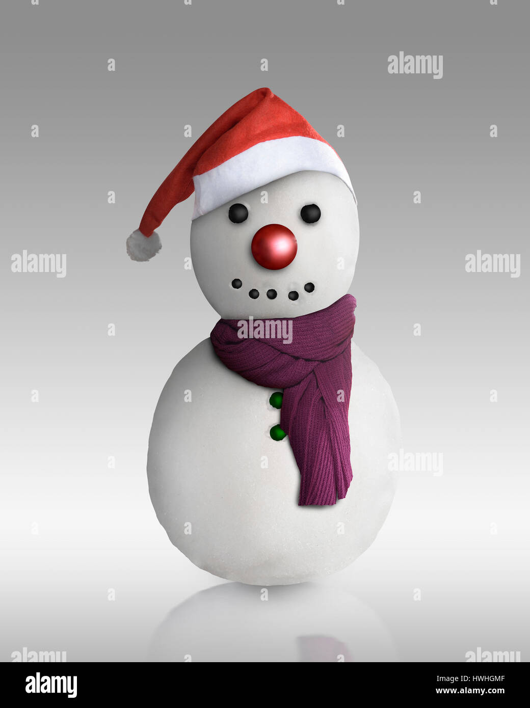 Snowman wearing santa hat isolated over white background Stock Photo ...