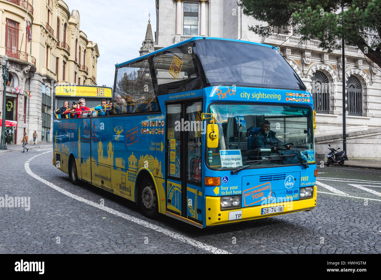 Porto city sightseeing bus Santo Ildefonso district of Porto city on ...
