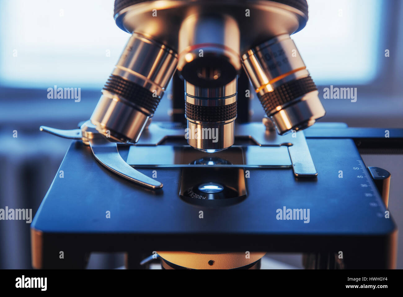 microscope close-up shot in the laboratory. Medical equipment Stock ...