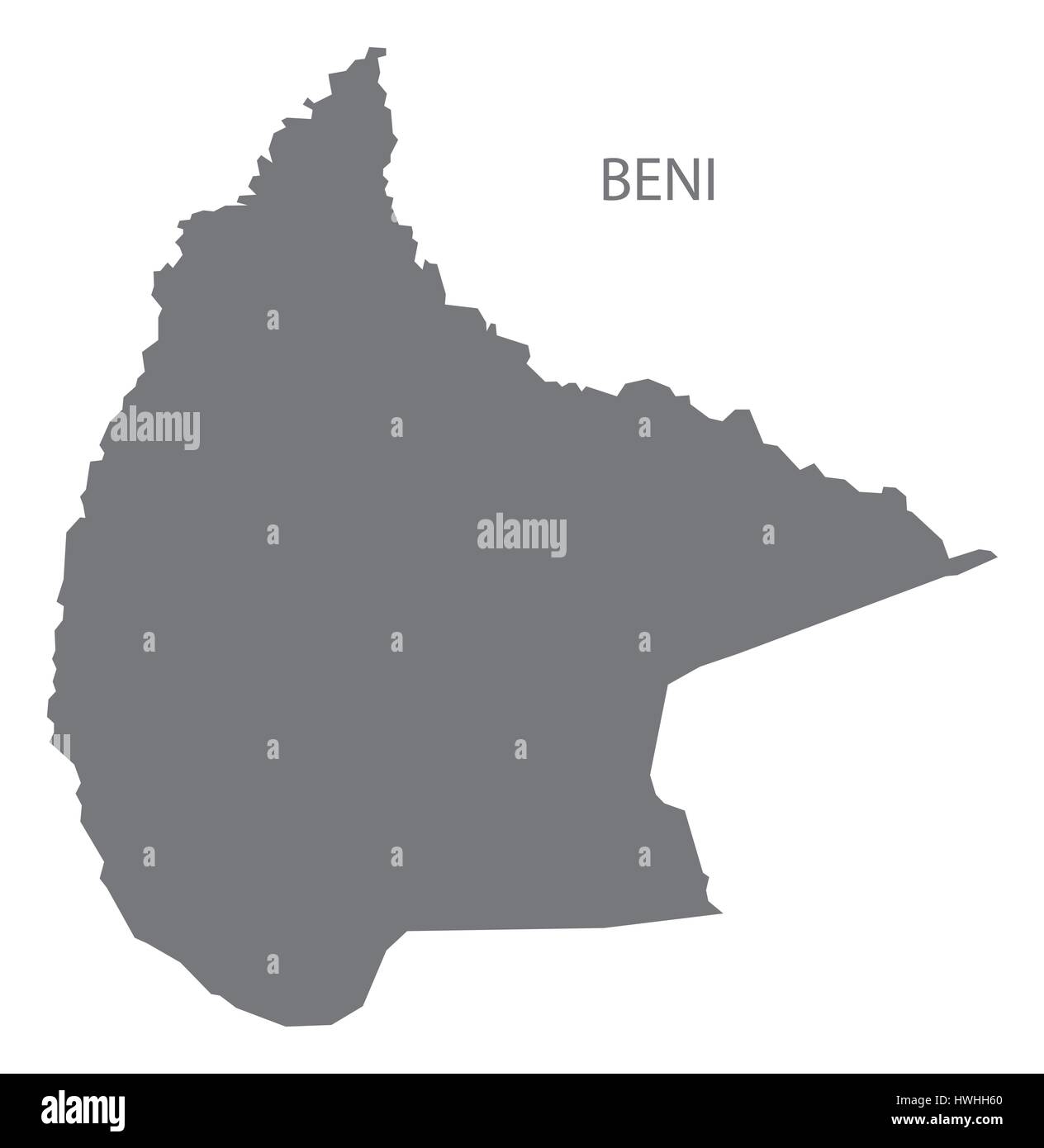 Beni Bolivia department map grey illustration silhouette Stock Vector ...