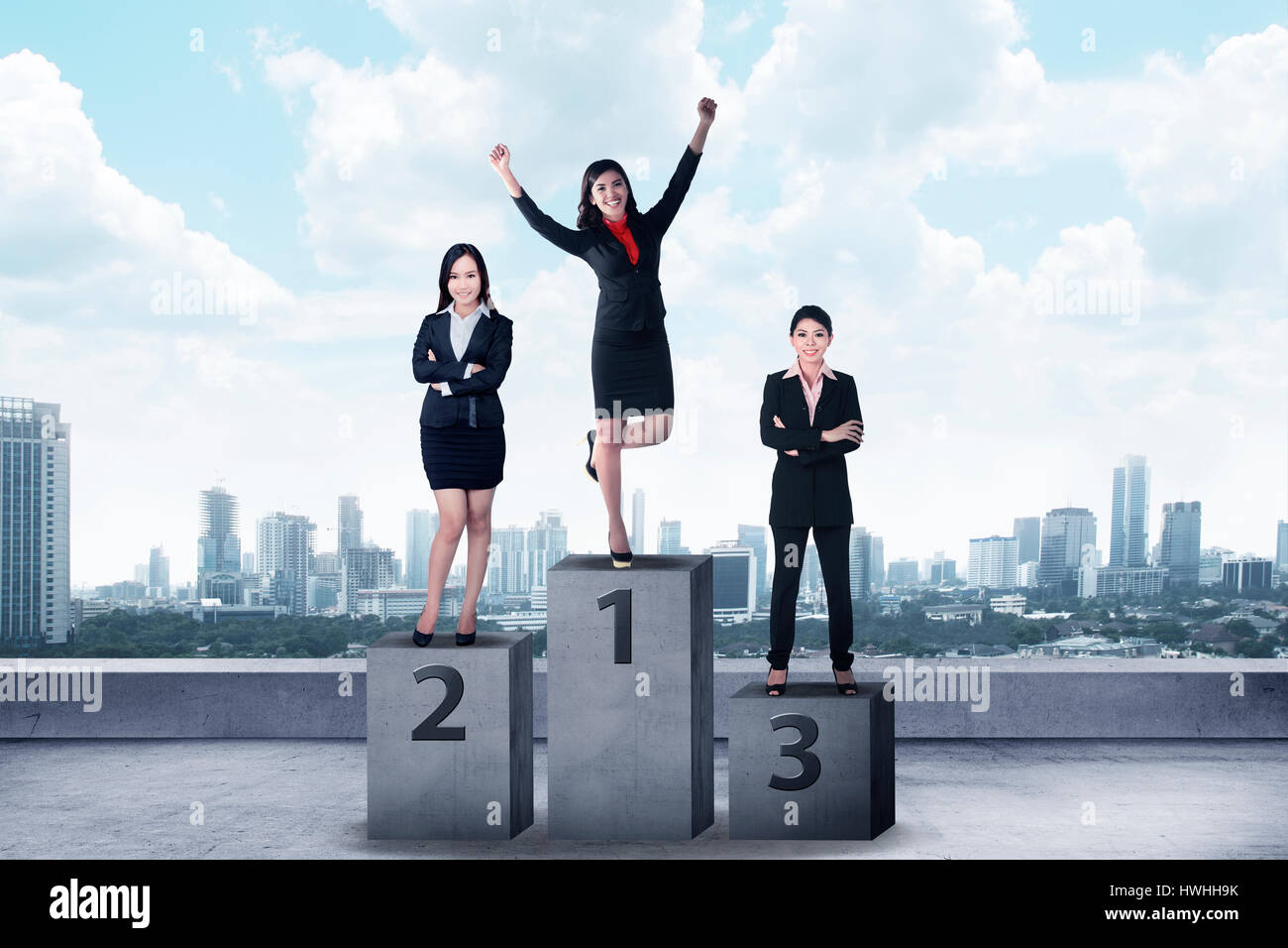Business person standing on the podium. Business reward concept Stock ...