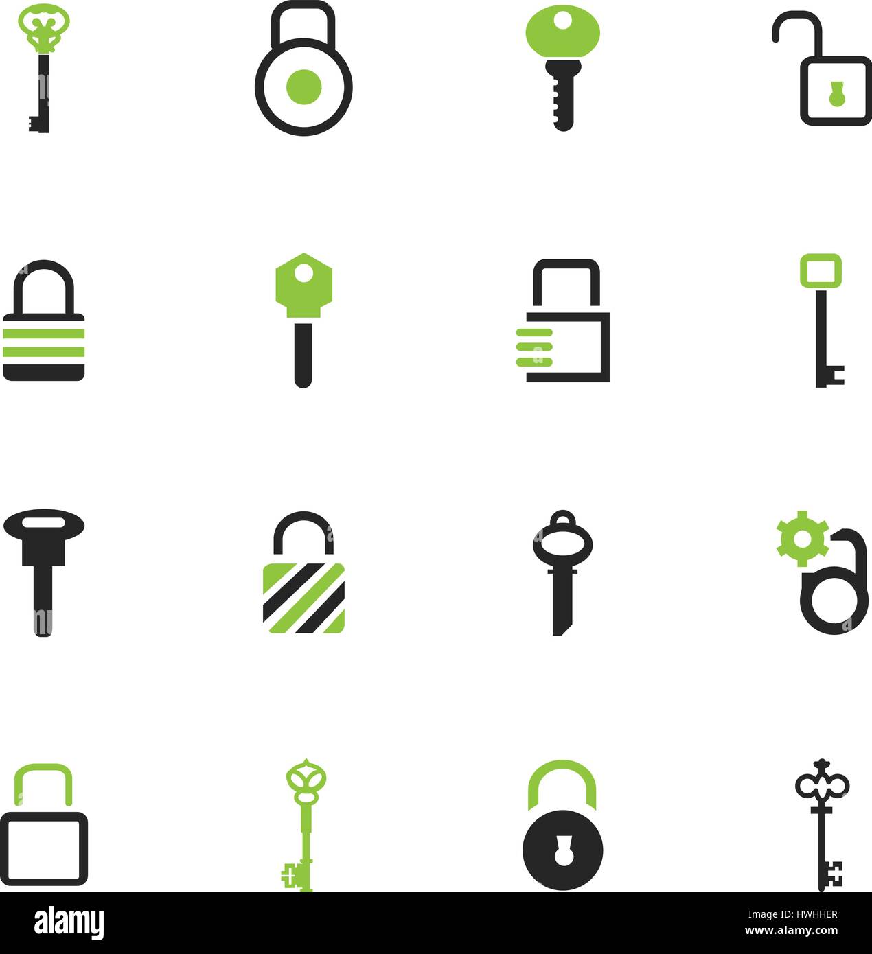 Lock and Key icon set for web sites and user interface Stock Vector ...