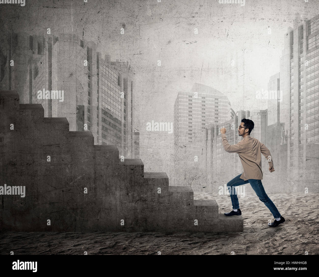 Work way up conceptual hi-res stock photography and images - Alamy