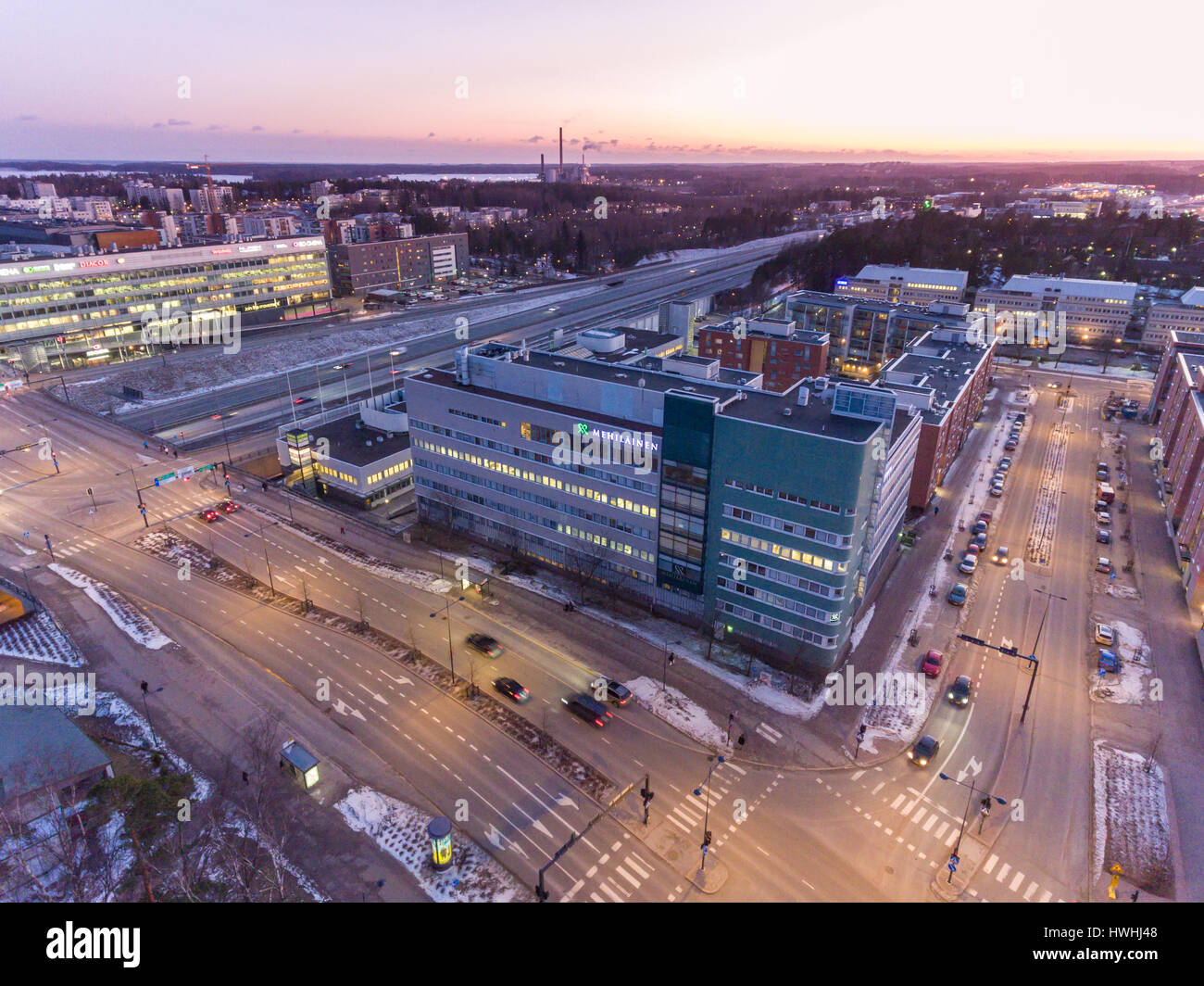 Aerial view of building in city of Espoo, Finland Stock Photo - Alamy