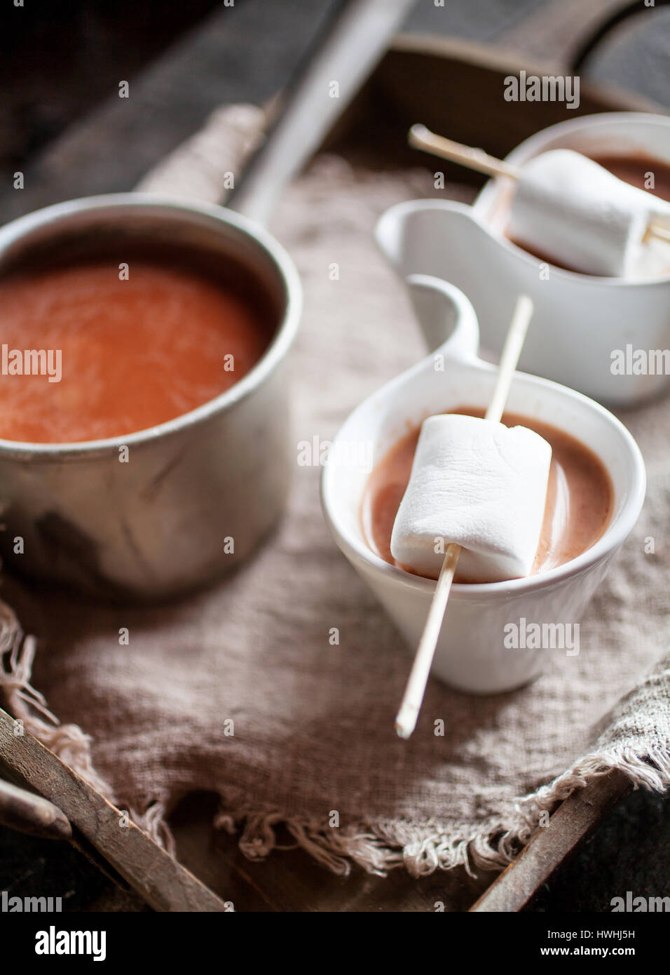 Hot Chocolate with white marshmallows Stock Photo - Alamy