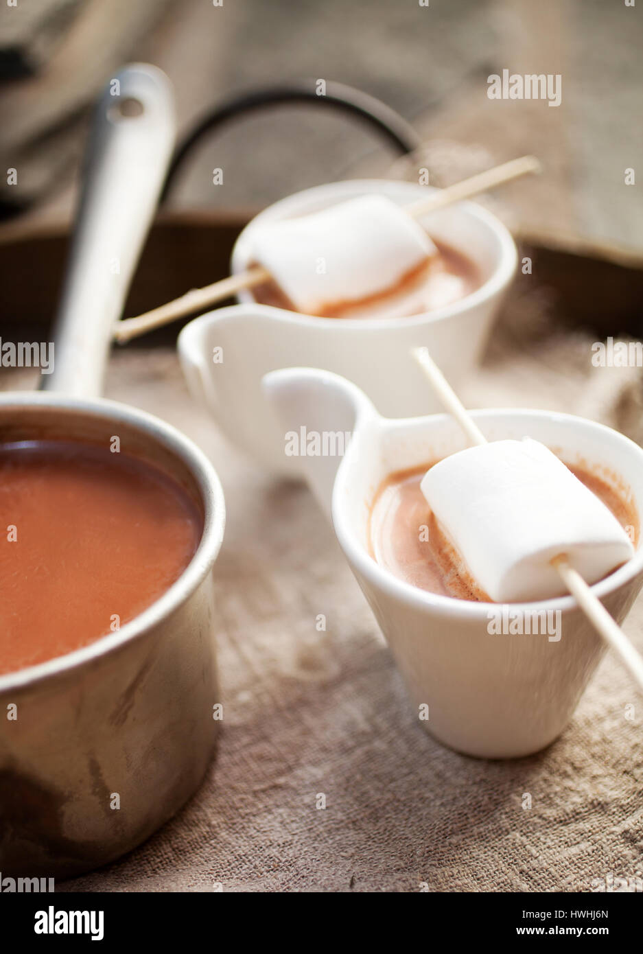 Hot Chocolate with white marshmallows Stock Photo - Alamy