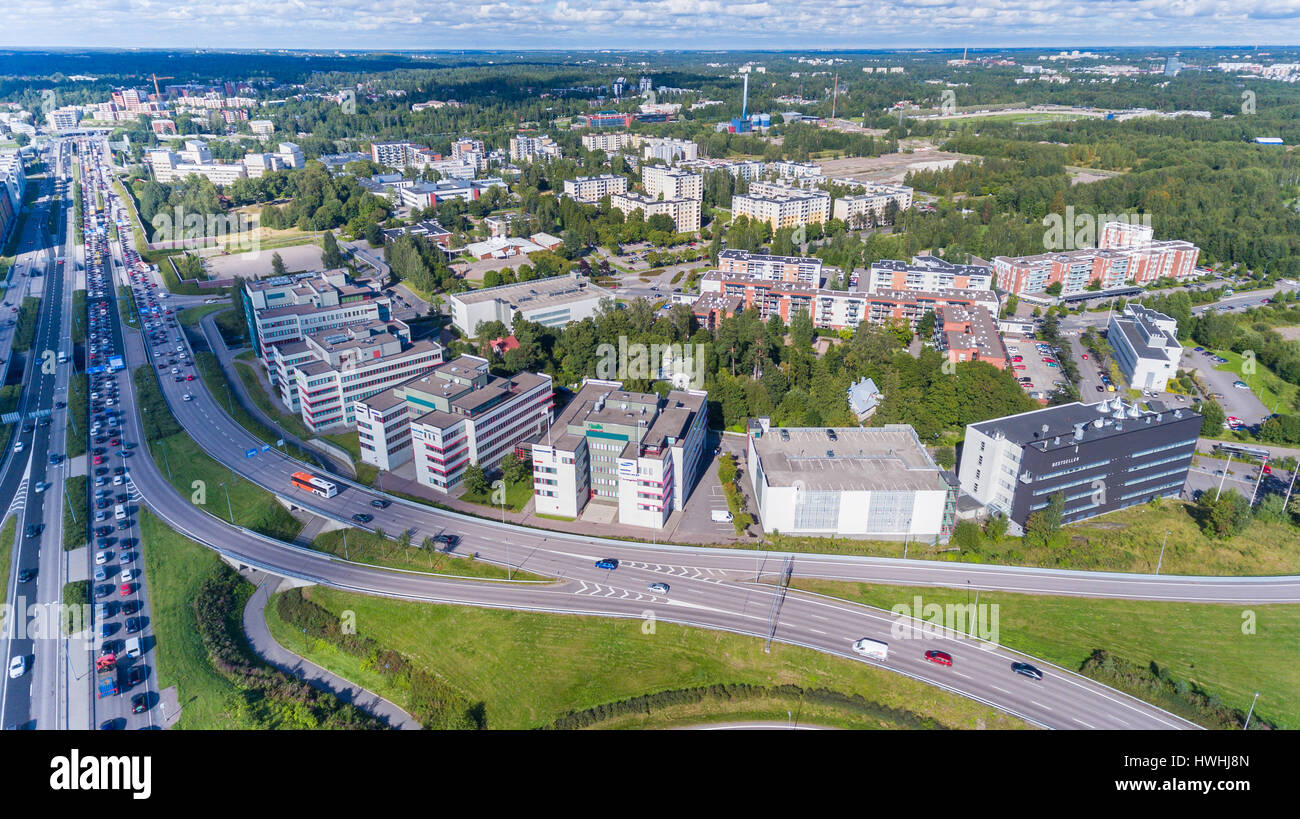 Aerial photo of traffic hour in city of Espoo Stock Photo - Alamy