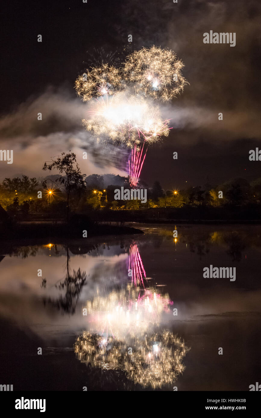Fireworks Reflected in Water at Rose of Tralee Festival, County Kerry ...