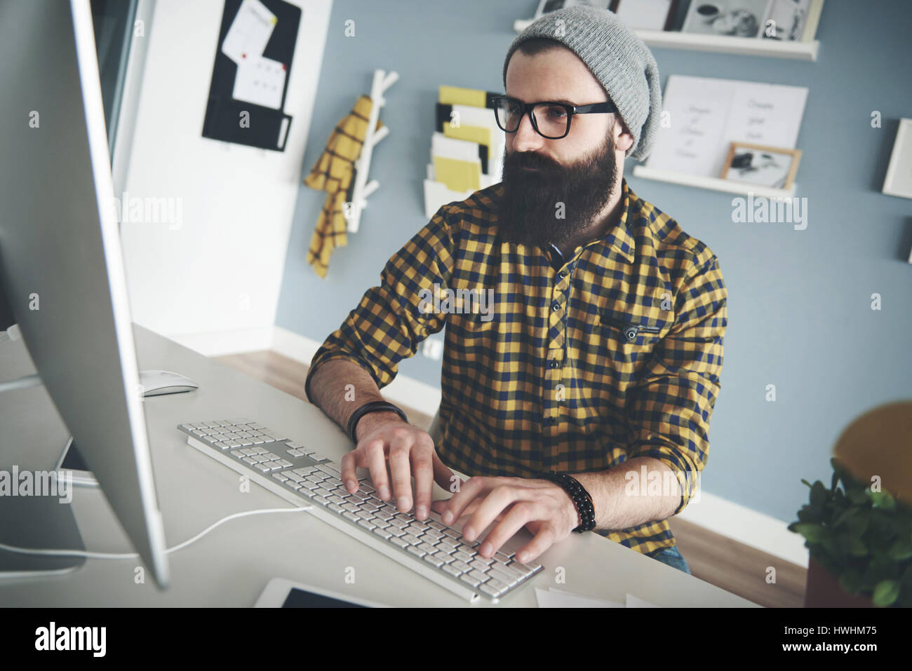Business person using computer at work Stock Photo - Alamy