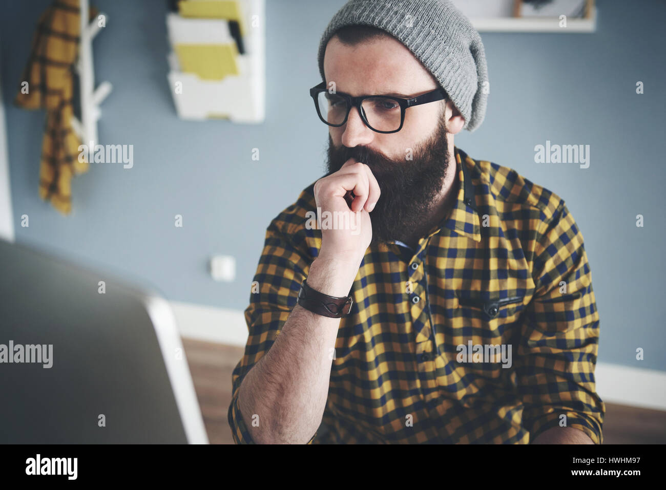 Creative man thinking about new changes Stock Photo - Alamy