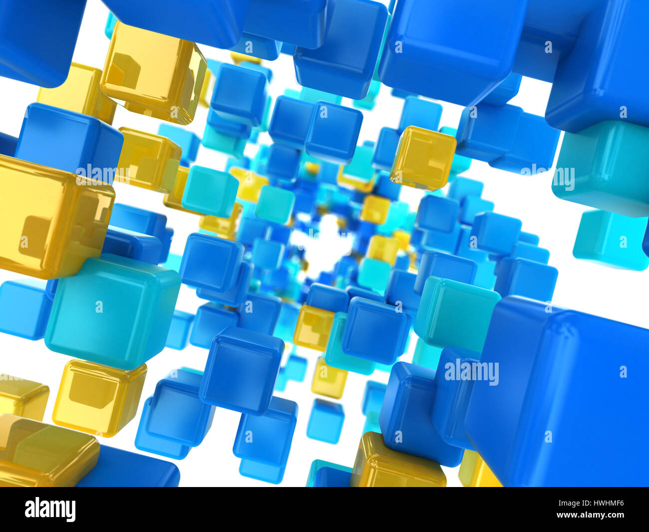 Floating geometric cubes illustration hi-res stock photography and ...
