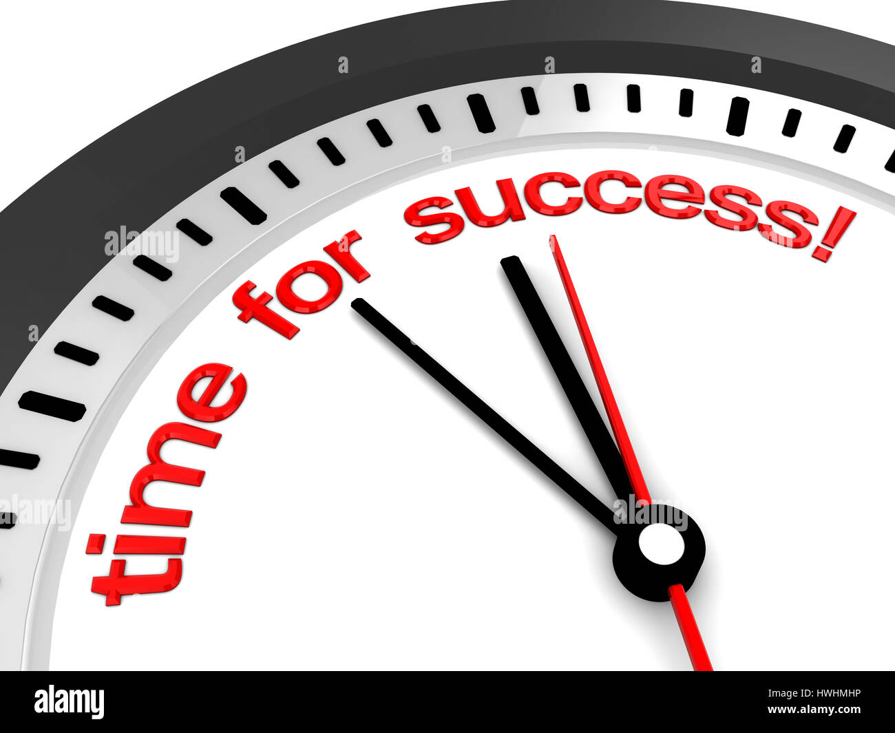 3d illustration of clock with 'time for success' sign Stock Photo - Alamy