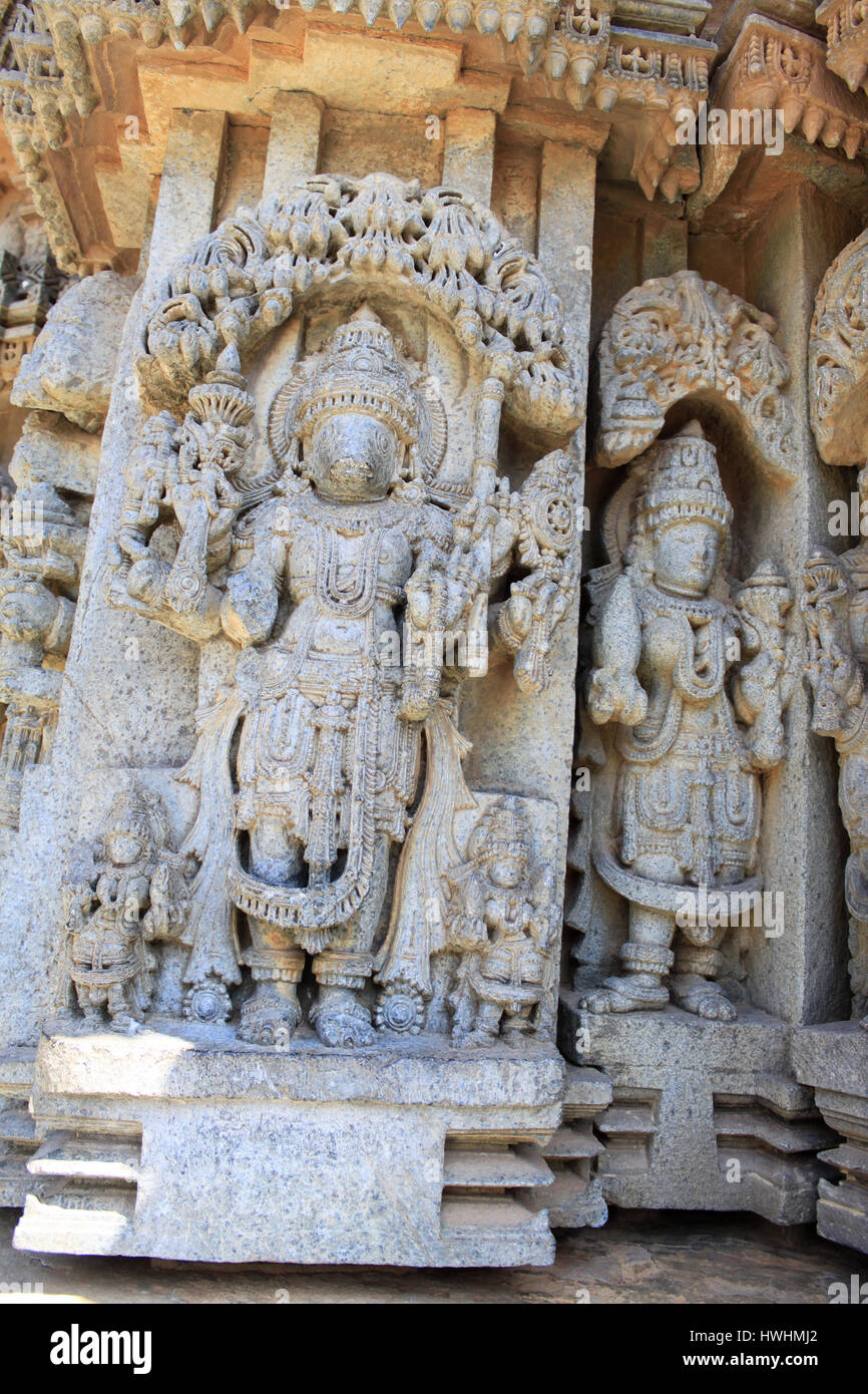 Close up of Matsya (fish) avatar of Vishnu in relief sculpture at the ...