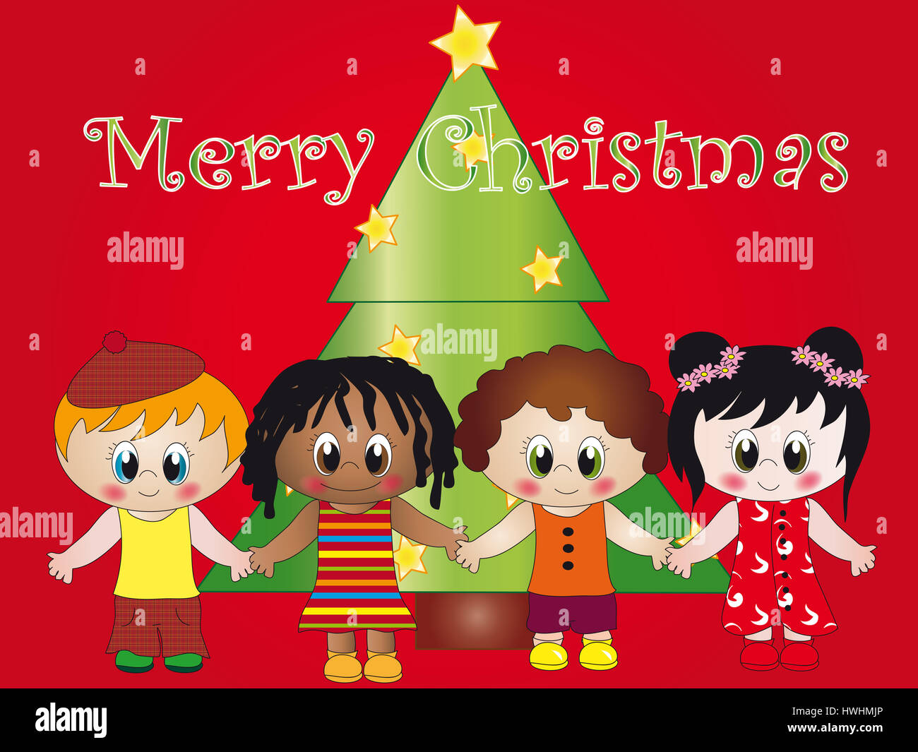 Christmas tree with kids india hi-res stock photography and images - Alamy