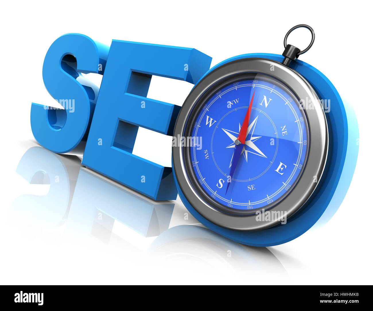 3d illustration of compass and acronym for search engine optimization ...