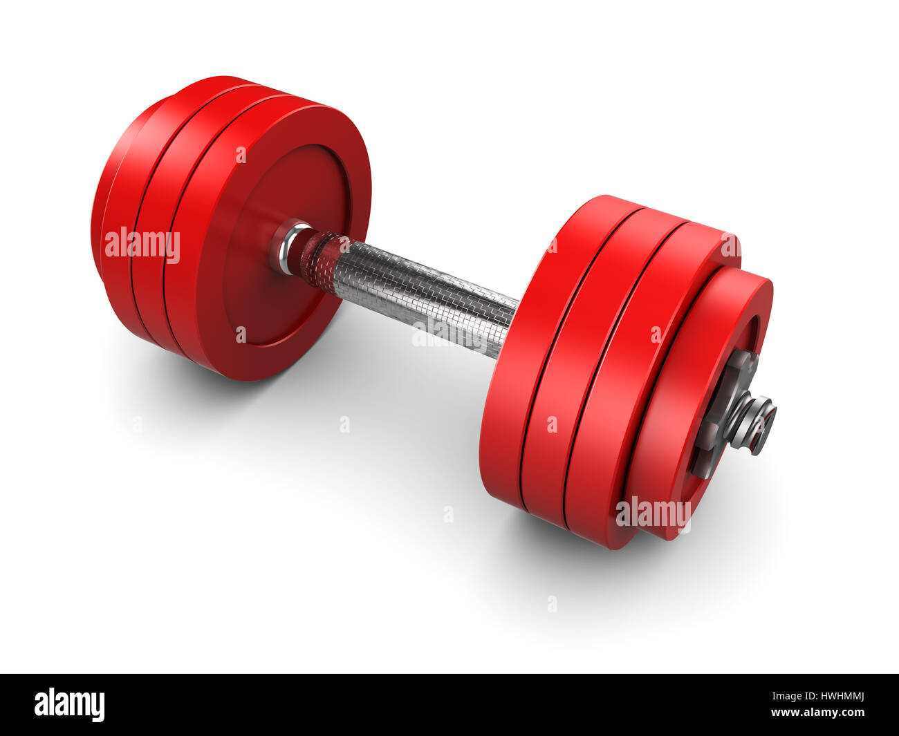 3d illustration of red dumbbell over white background Stock Photo - Alamy