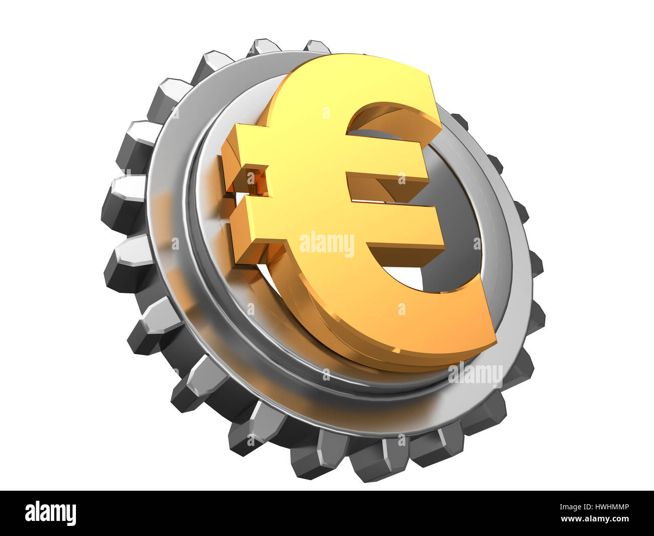 3d illustration of gear wheel and euro symbol Stock Photo - Alamy