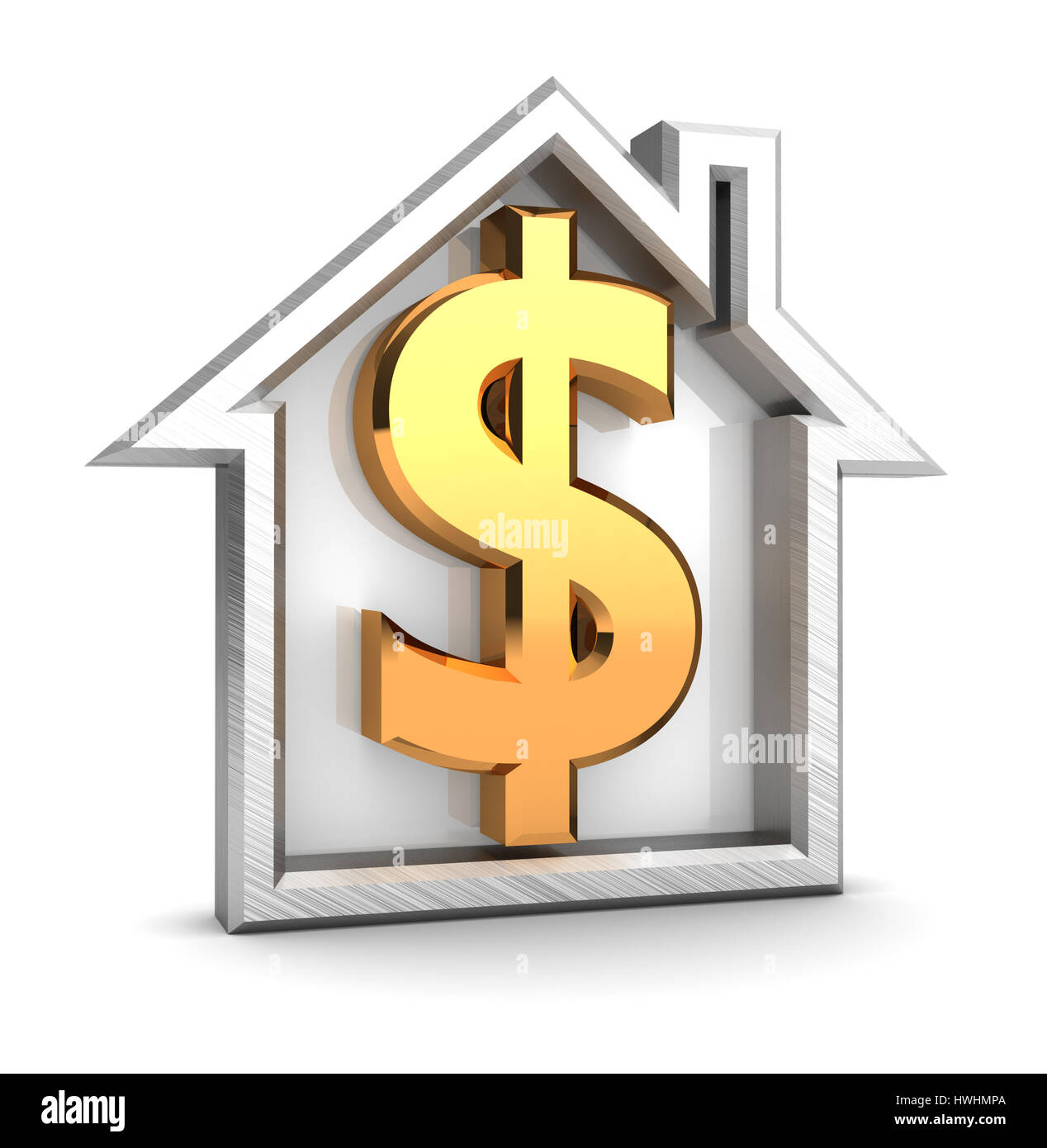 abstract 3d illustration of house symbol with golden dollar sign Stock ...