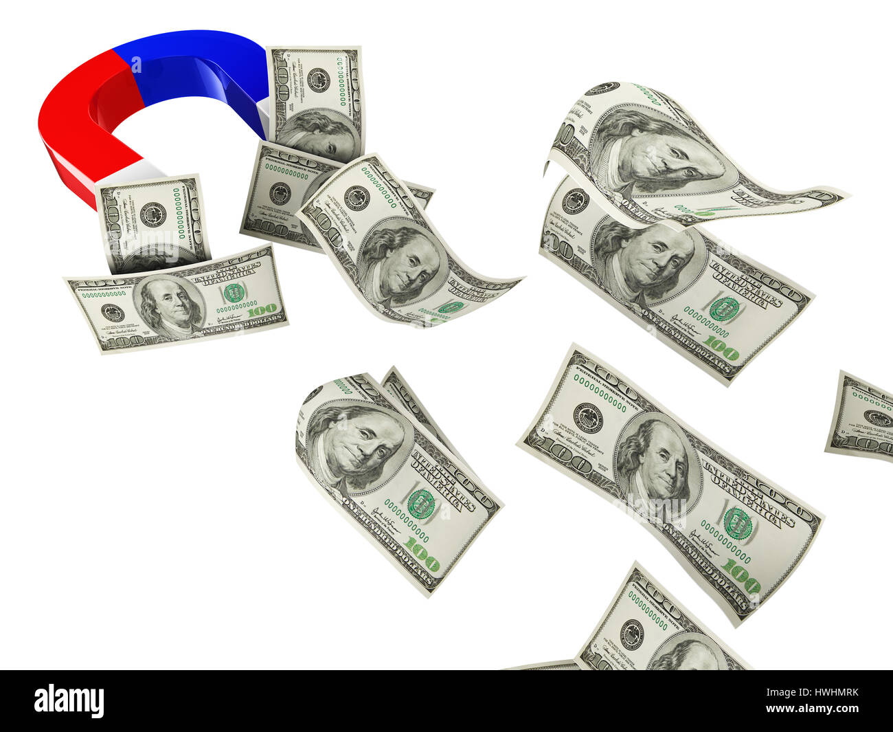 3d illustration of money magnet, isolated over white Stock Photo - Alamy