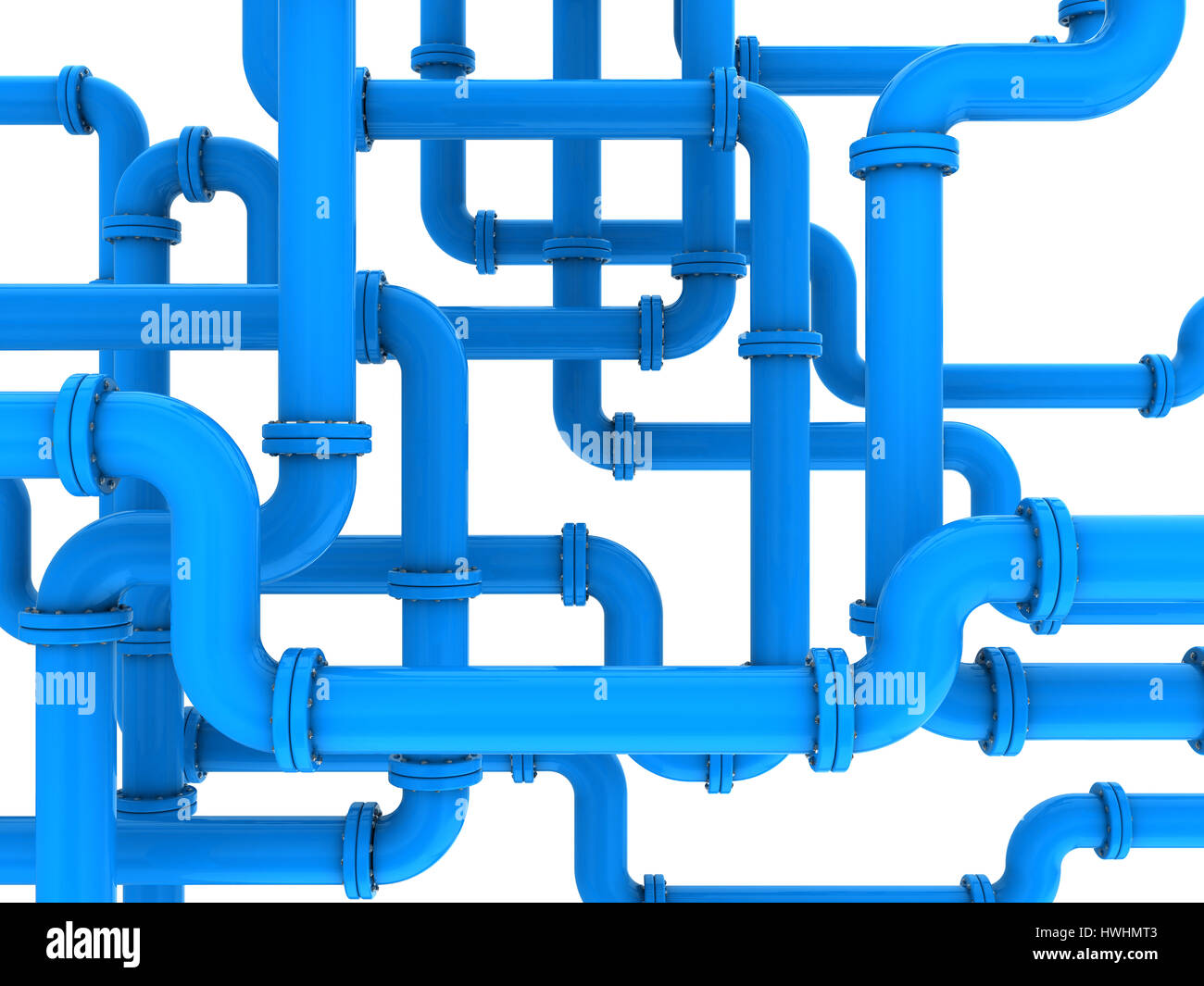 3d illustration of blue pipes system Stock Photo - Alamy