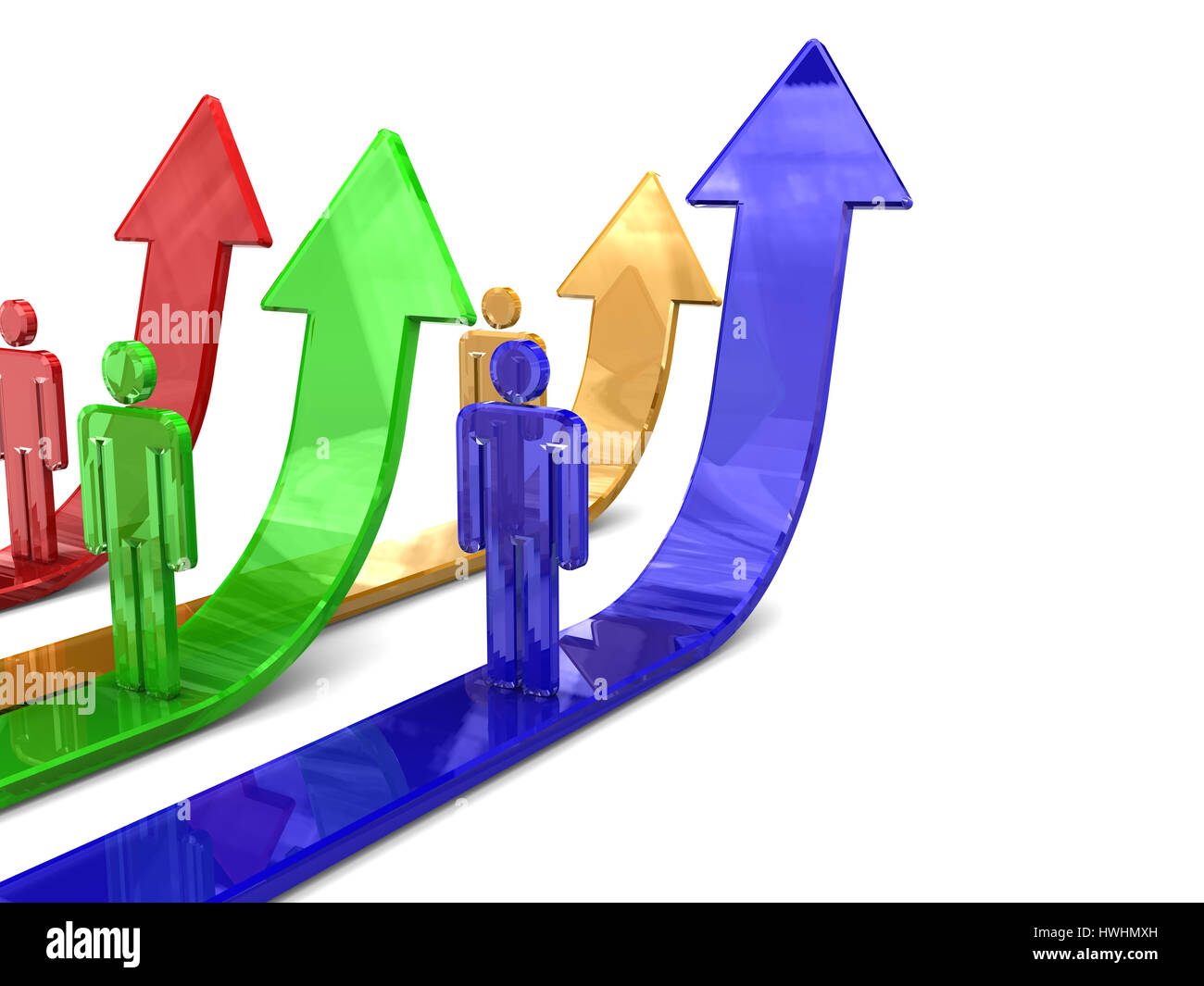 3d illustration of people and arrows signs, teamwork concept Stock ...