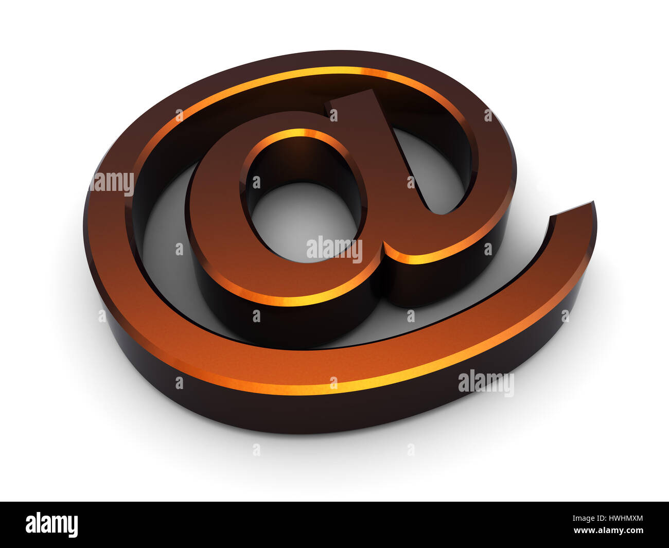 3d illustration of golden email sign over white background Stock Photo ...