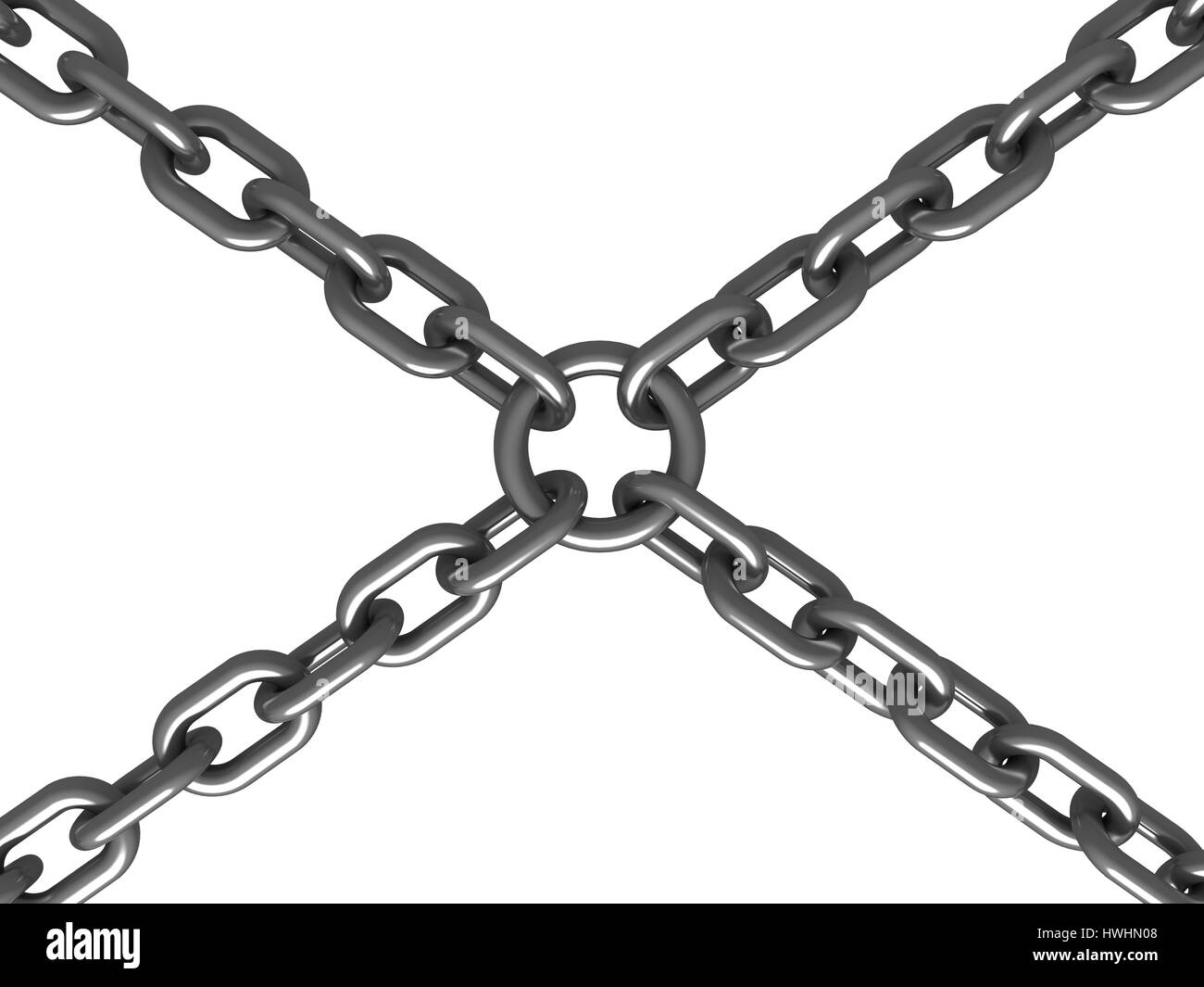 abstract 3d illustration of chains lock isolated over white background ...
