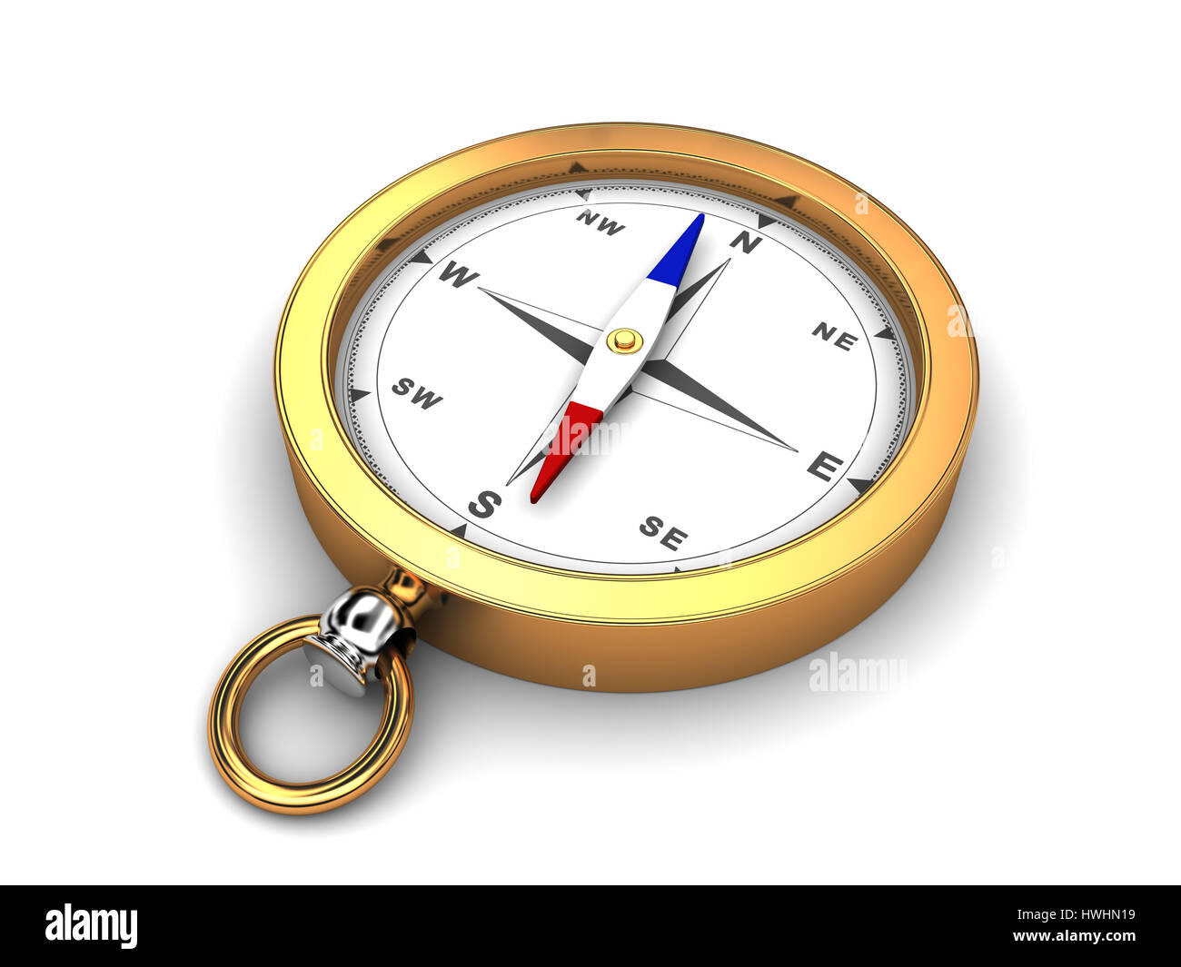 3d illustration of golden compass over white background Stock Photo - Alamy