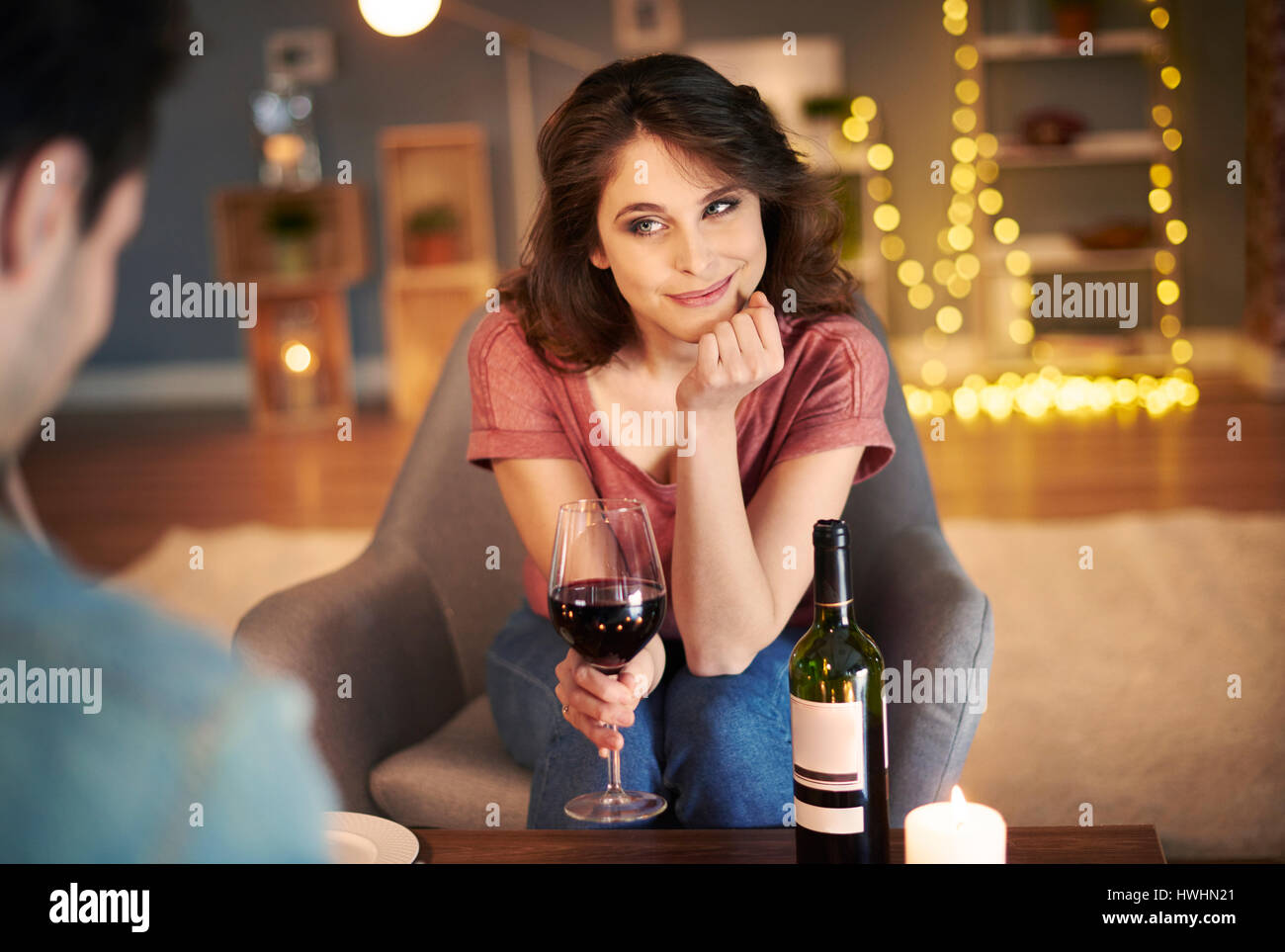 Pretty young woman flirting with boyfriend Stock Photo - Alamy