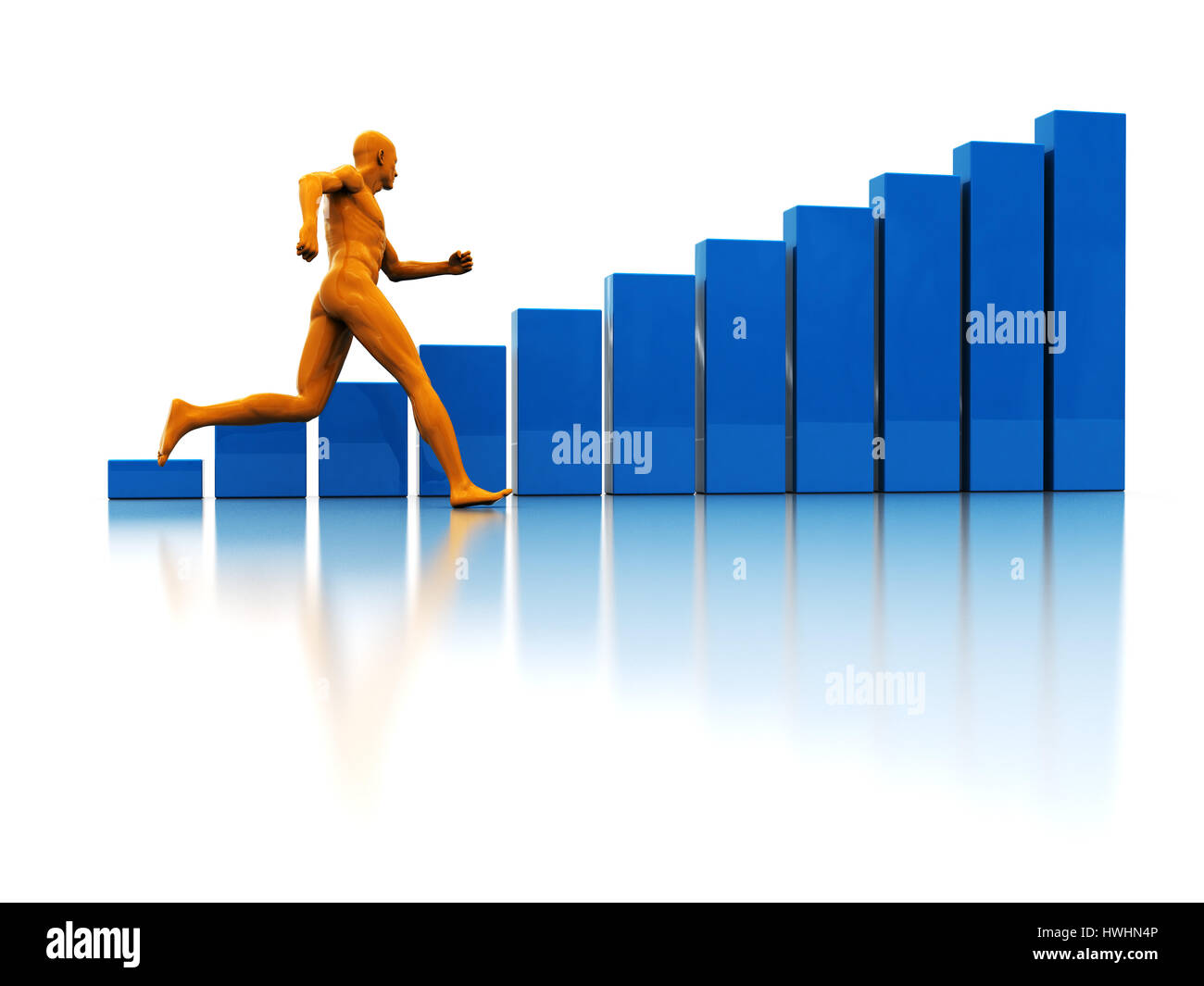3d illustration of running man and raising charts Stock Photo - Alamy