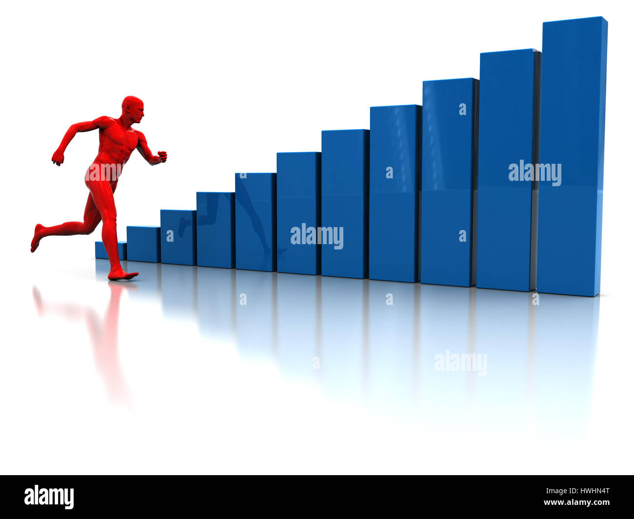 abstract 3d illustration of running man and raising charts Stock Photo ...