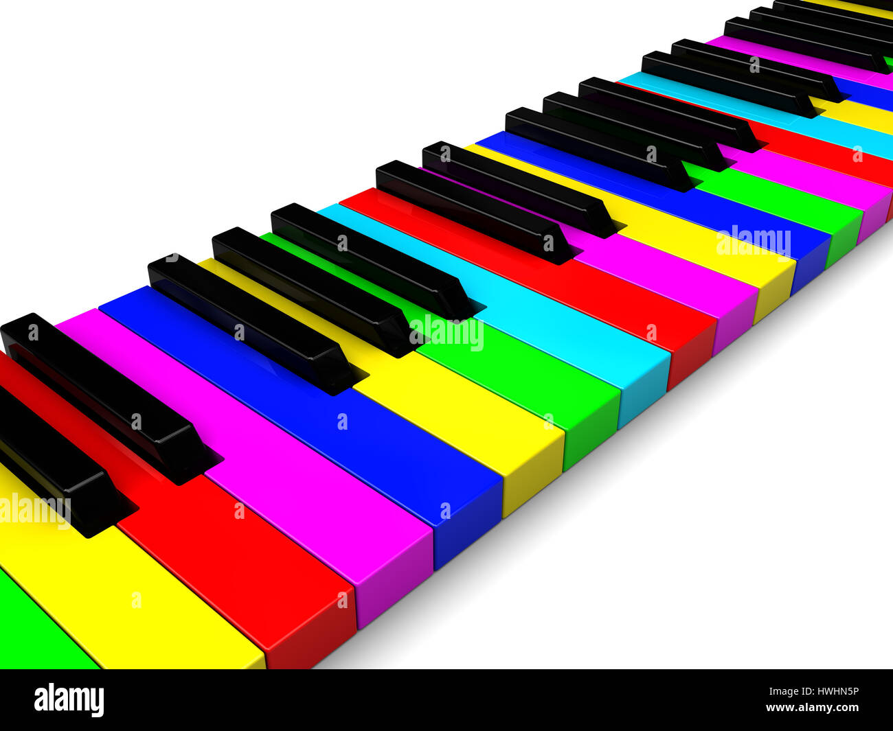 abstract 3d illustration of colorful piano keyboard Stock Photo - Alamy