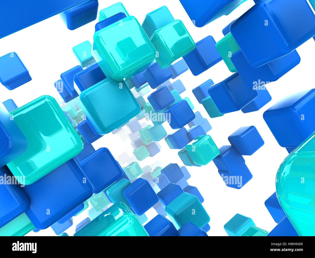 abstract 3d illustration of blue cubes background Stock Photo - Alamy
