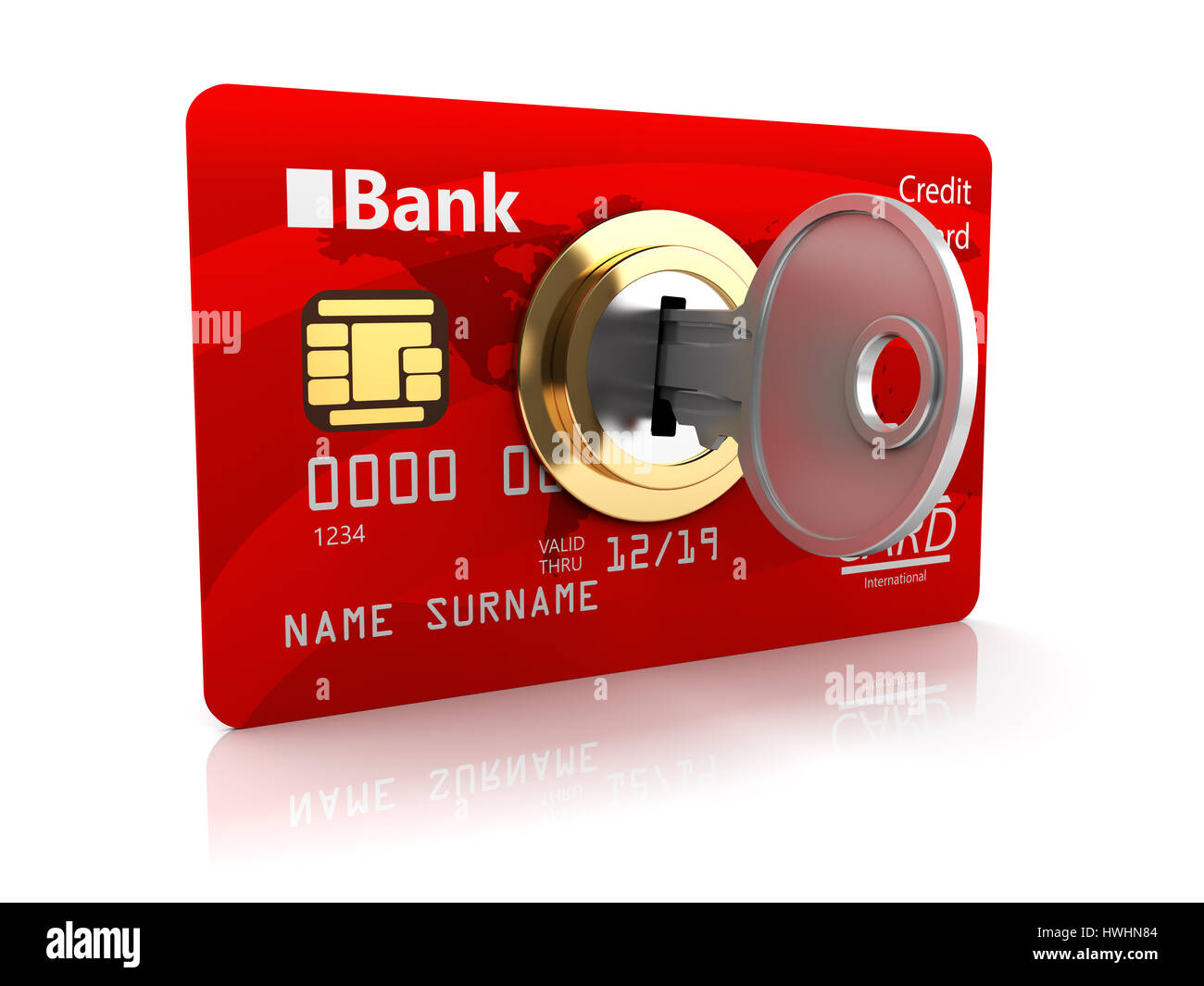 3d illustration of credit card and key Stock Photo - Alamy