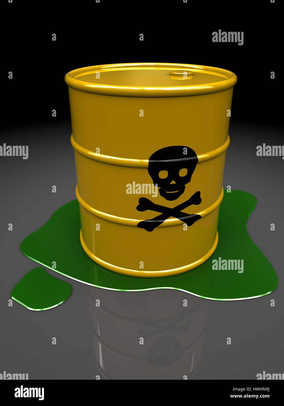 3d illustration of toxic barrel over dark background Stock Photo - Alamy