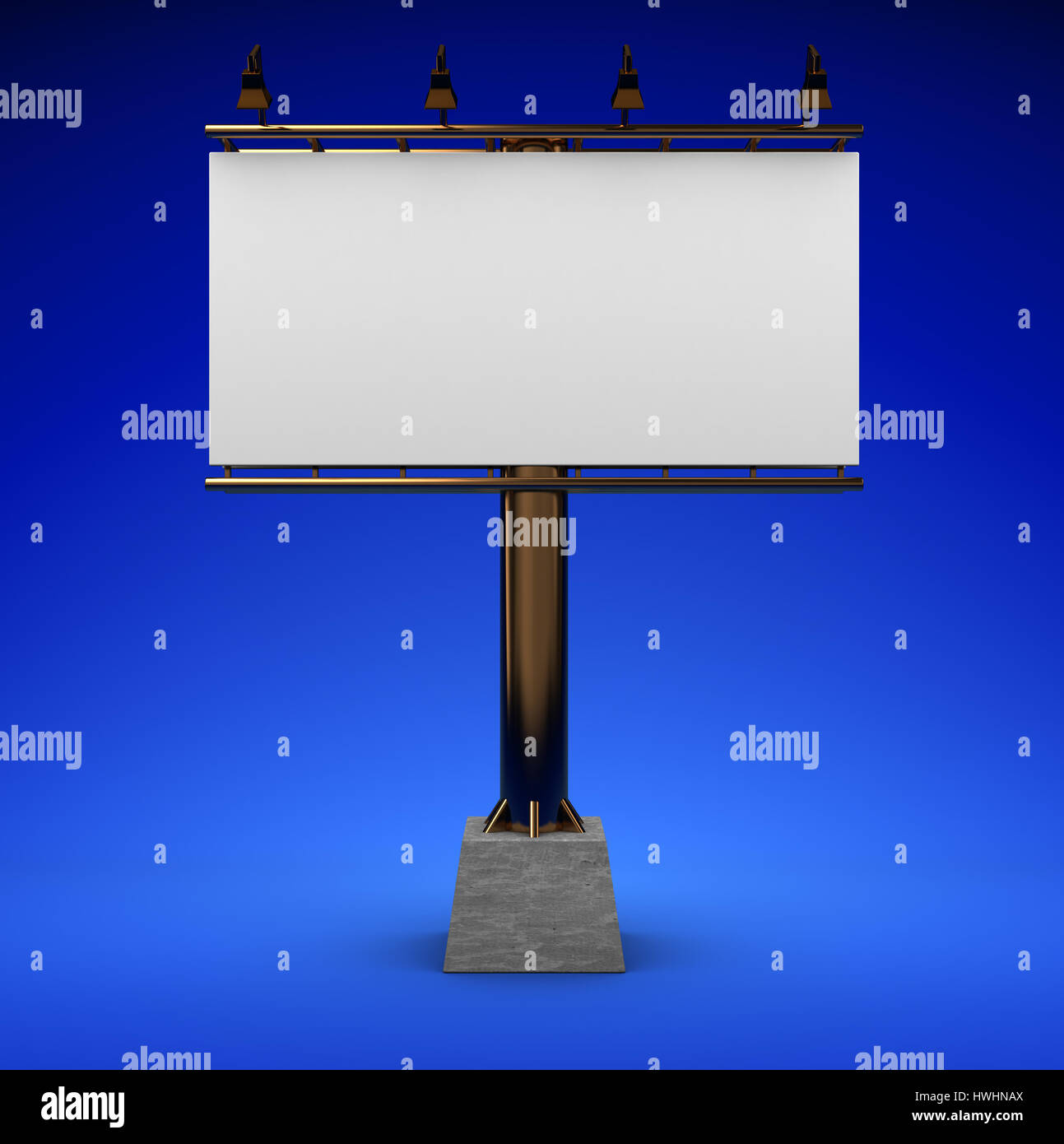 3d illustration of blank billboard over blue background Stock Photo - Alamy