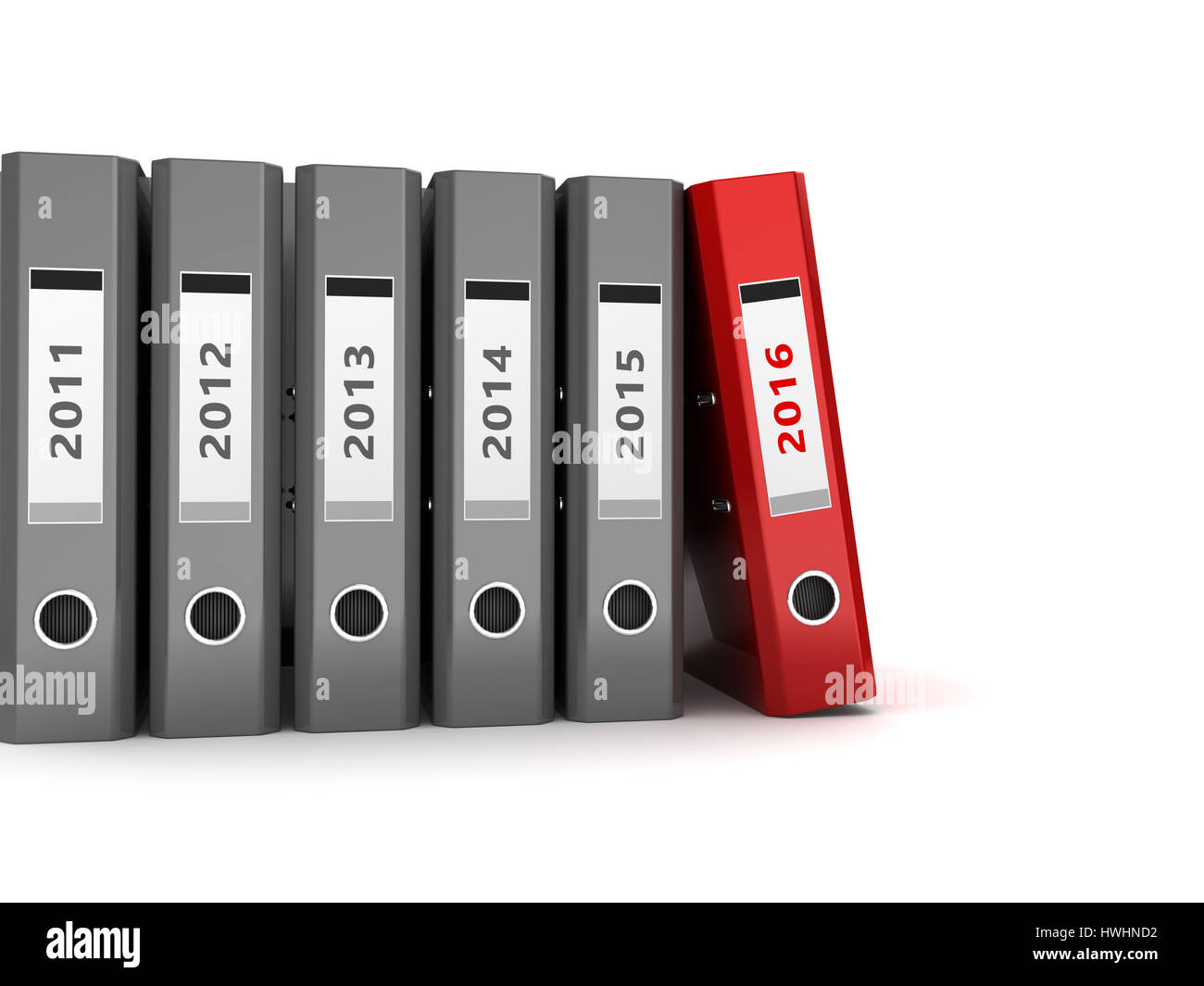 3d illustration of archive folders and one with 2016 year label Stock ...