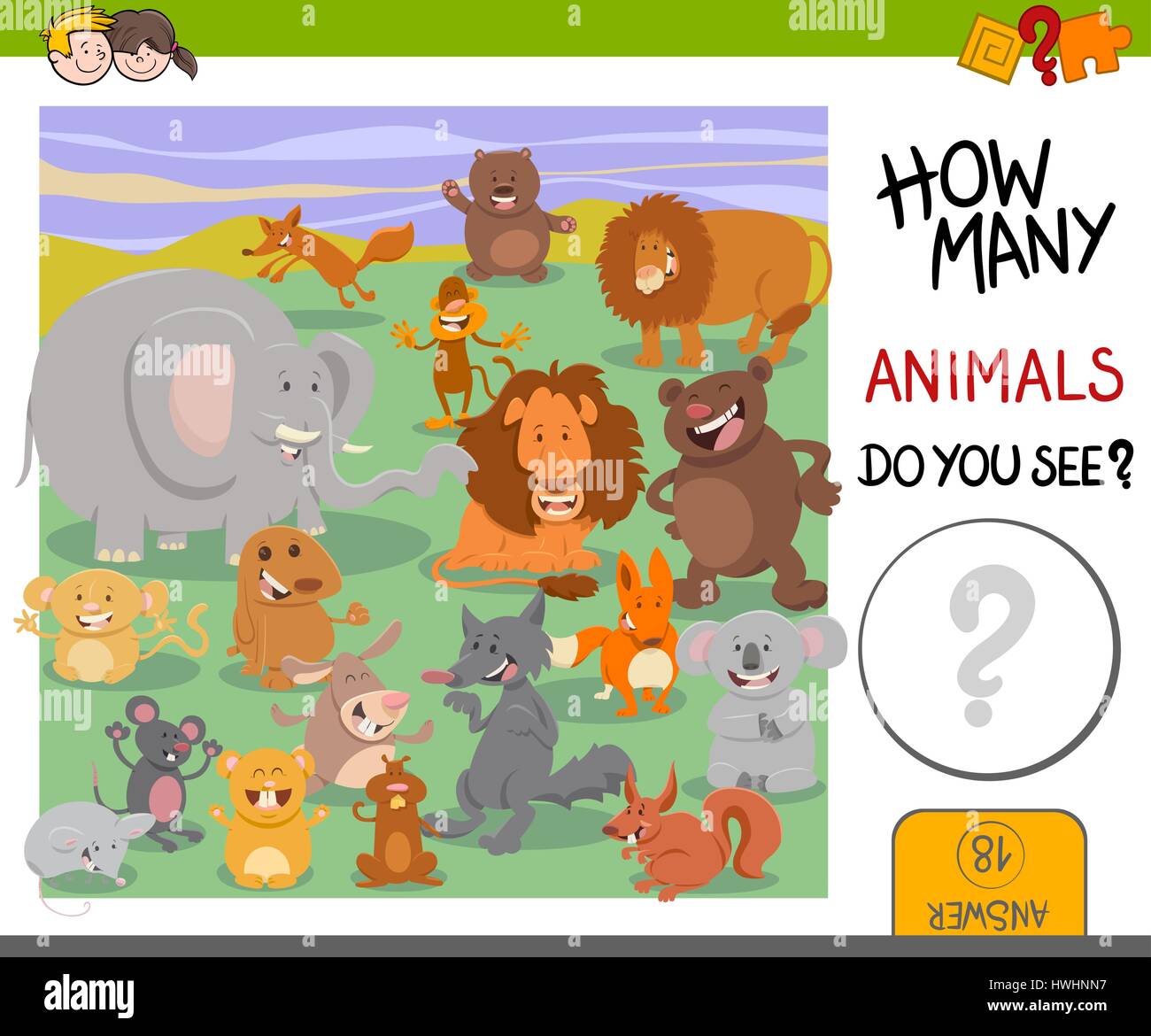 Cartoon Illustration of Educational Counting Activity Game for Children ...