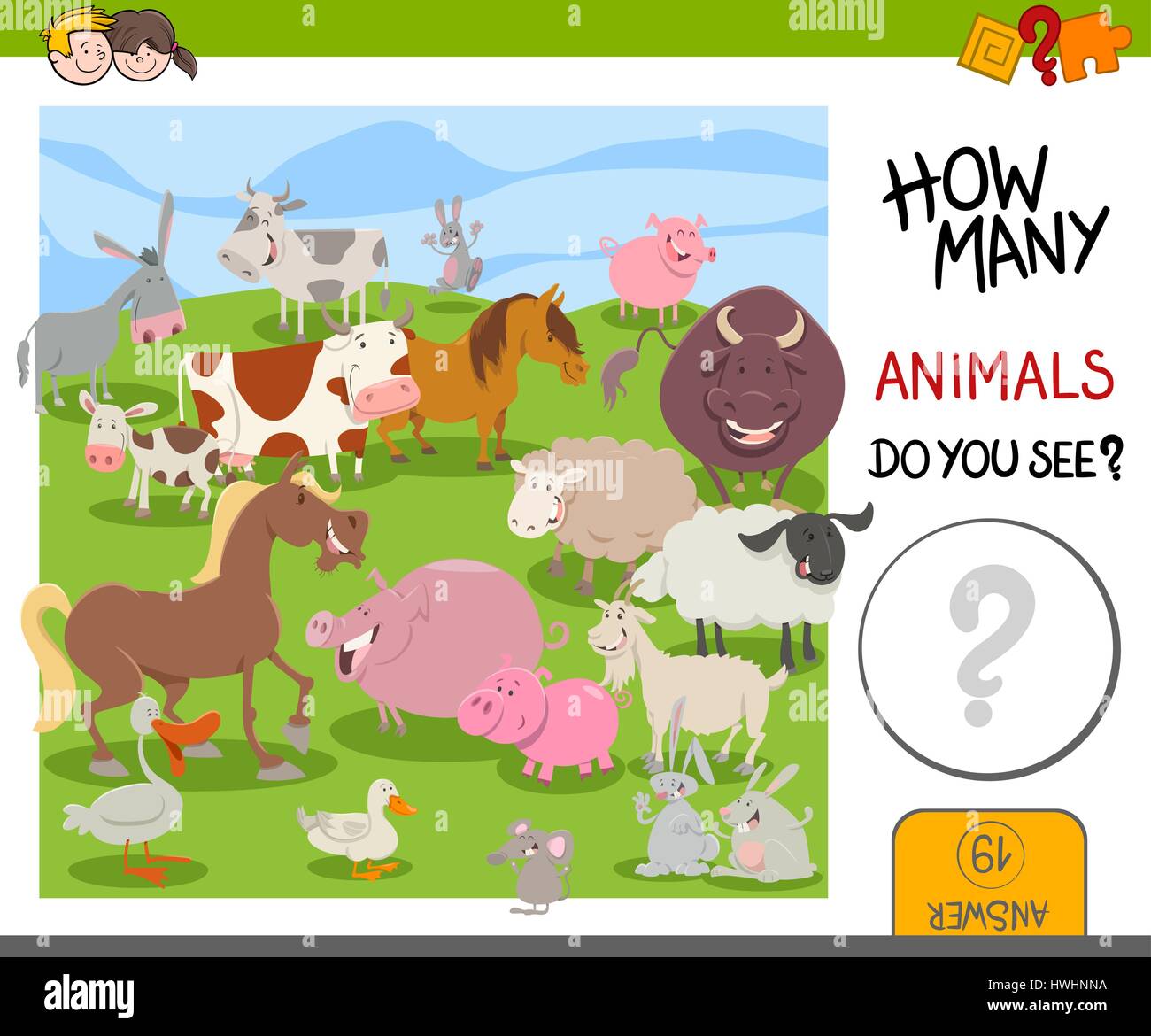Cartoon Illustration of Educational Counting Activity for Kids with ...