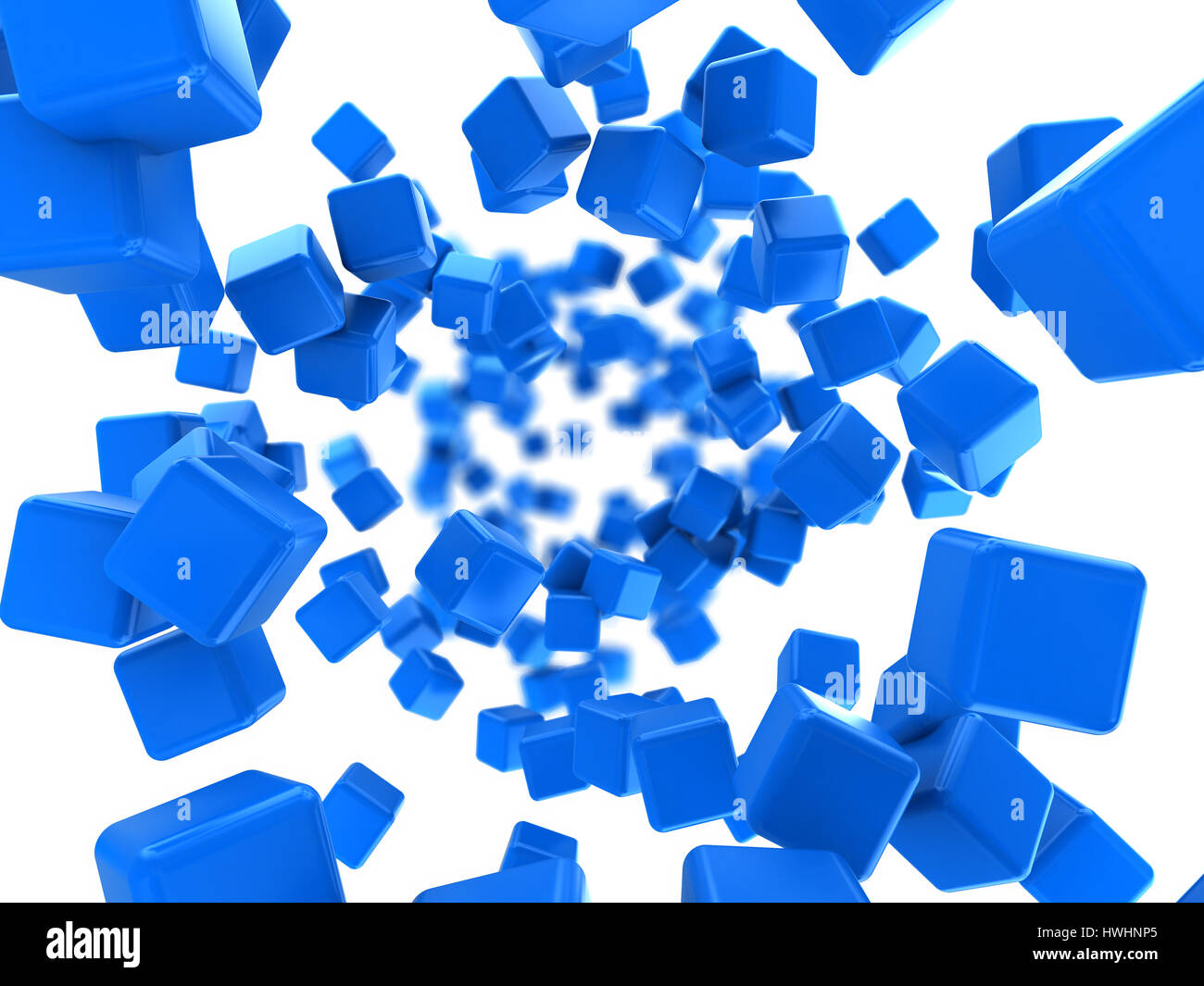 abstract 3d illustration of blue cubes flow background Stock Photo - Alamy