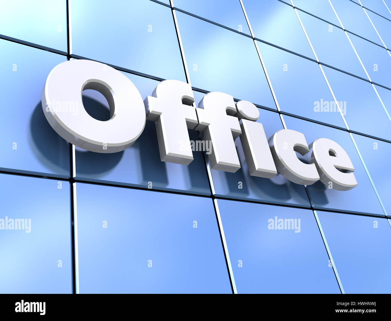 abstract 3d illustration of office sign on glass wall Stock Photo - Alamy