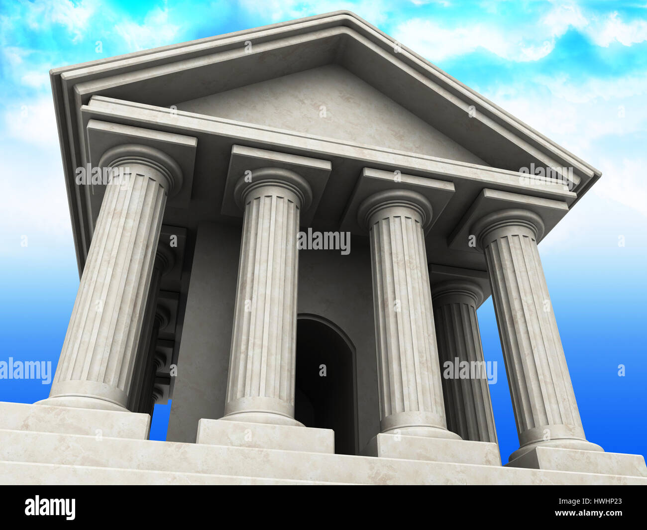 3d illustration of goverment building facade over sky background Stock ...