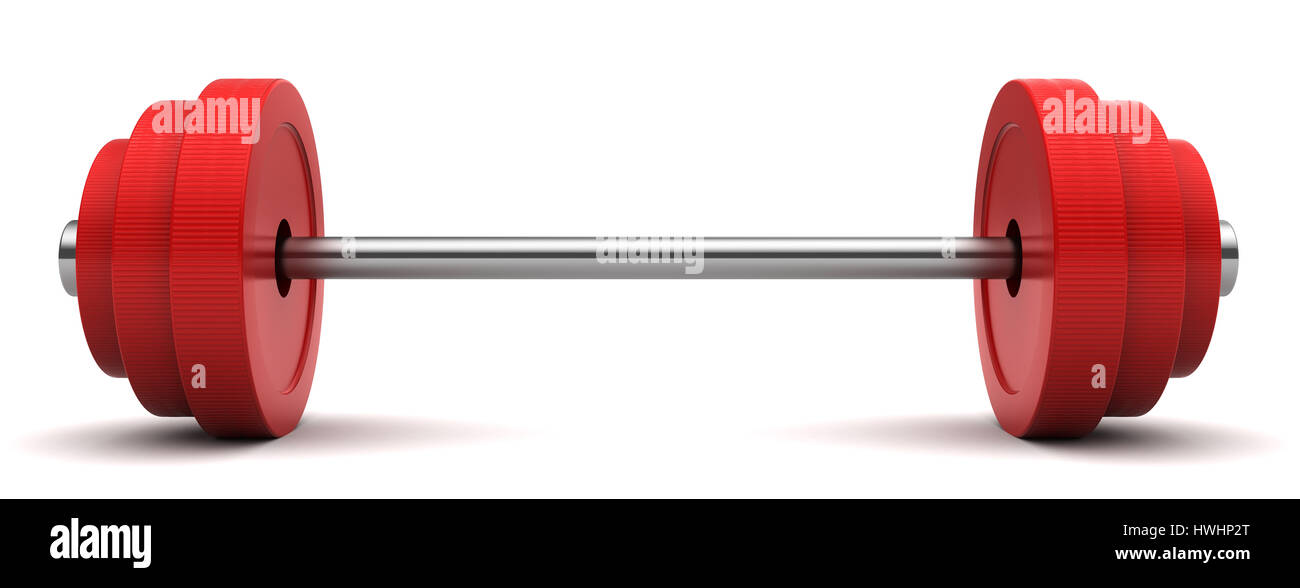 3d illustration of red barbell over white background Stock Photo - Alamy