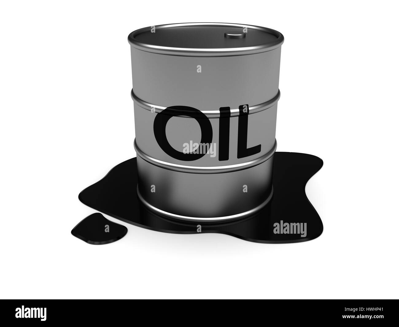 3d illustration of steel oil barrel over white background Stock Photo ...