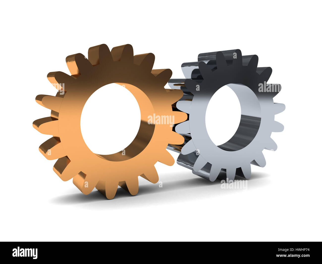 3d illustration of two gear wheels system over white background Stock ...