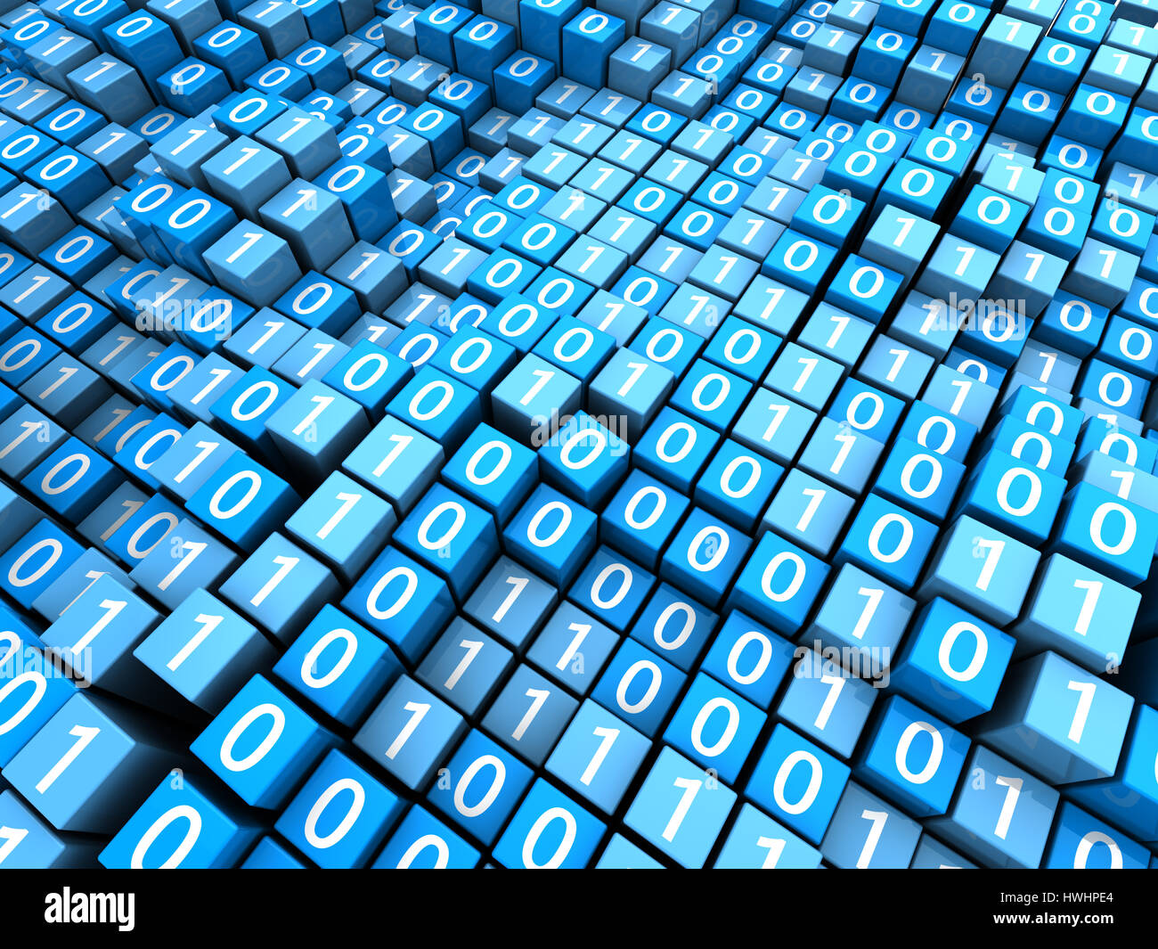3d illustration of blue binary cubes background Stock Photo - Alamy