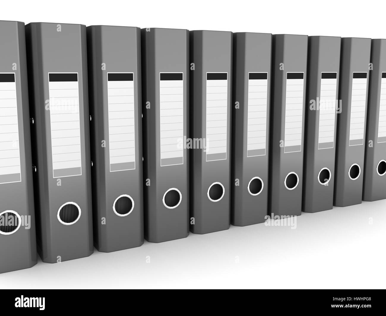 3d illustration of archive folders row, over white background Stock ...
