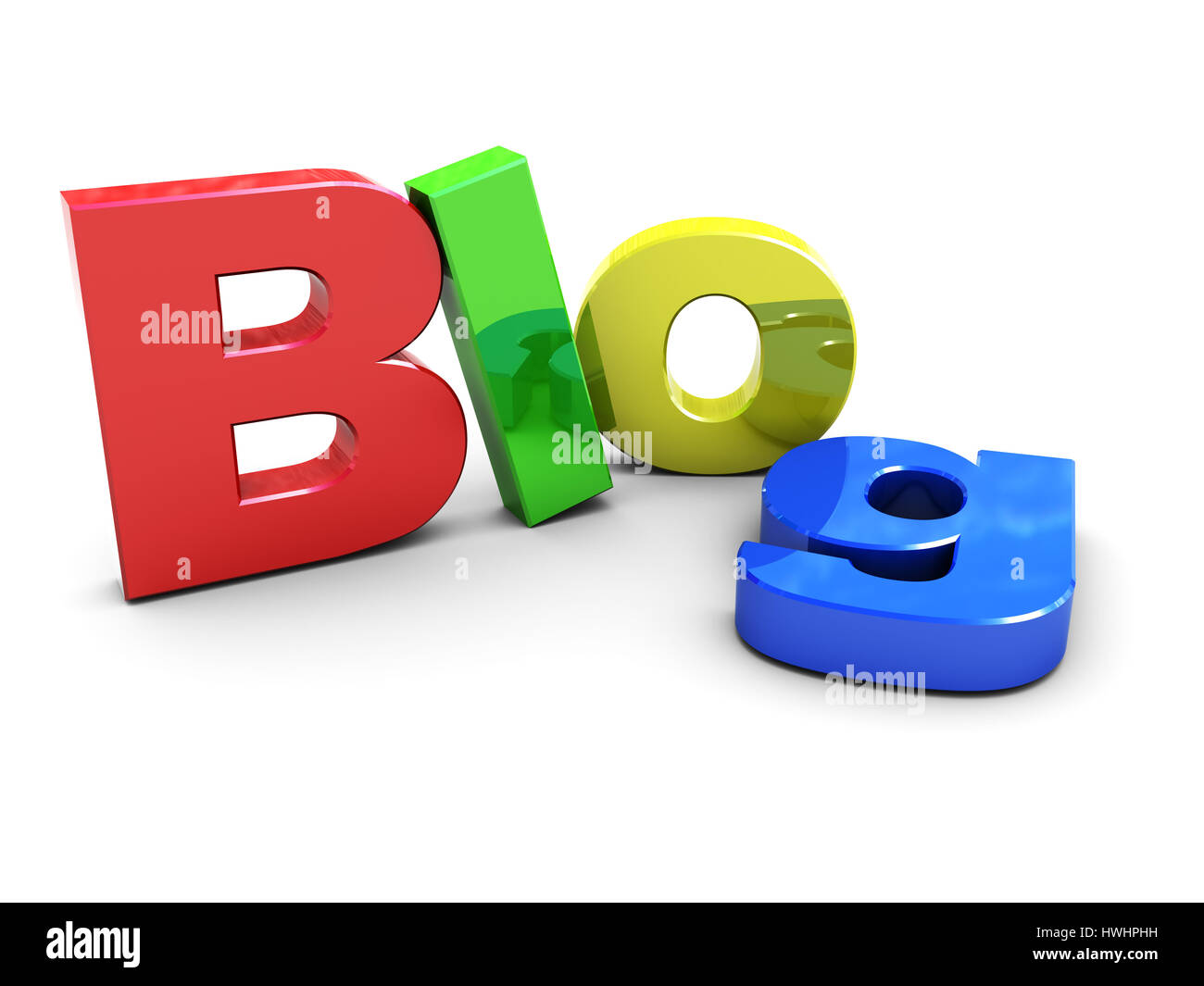 3d illustration of colorful text 'blog' over white background Stock ...