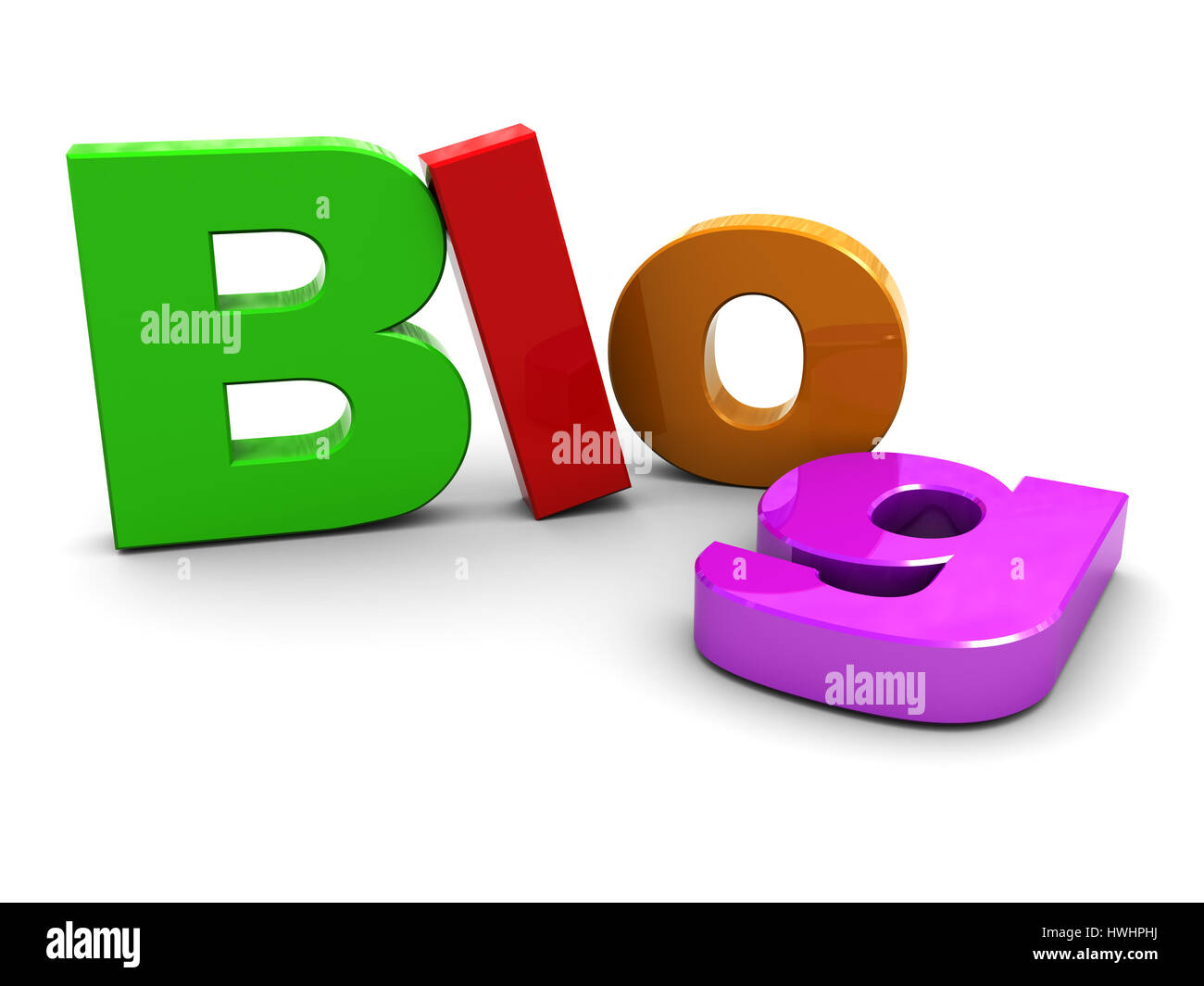 3d illustration of colorful blog sign, over white background Stock ...