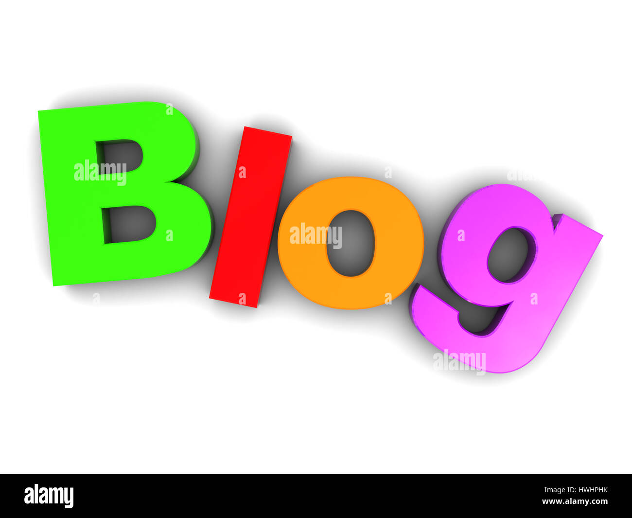 3d illustration of colorful text 'blog' over white background Stock ...